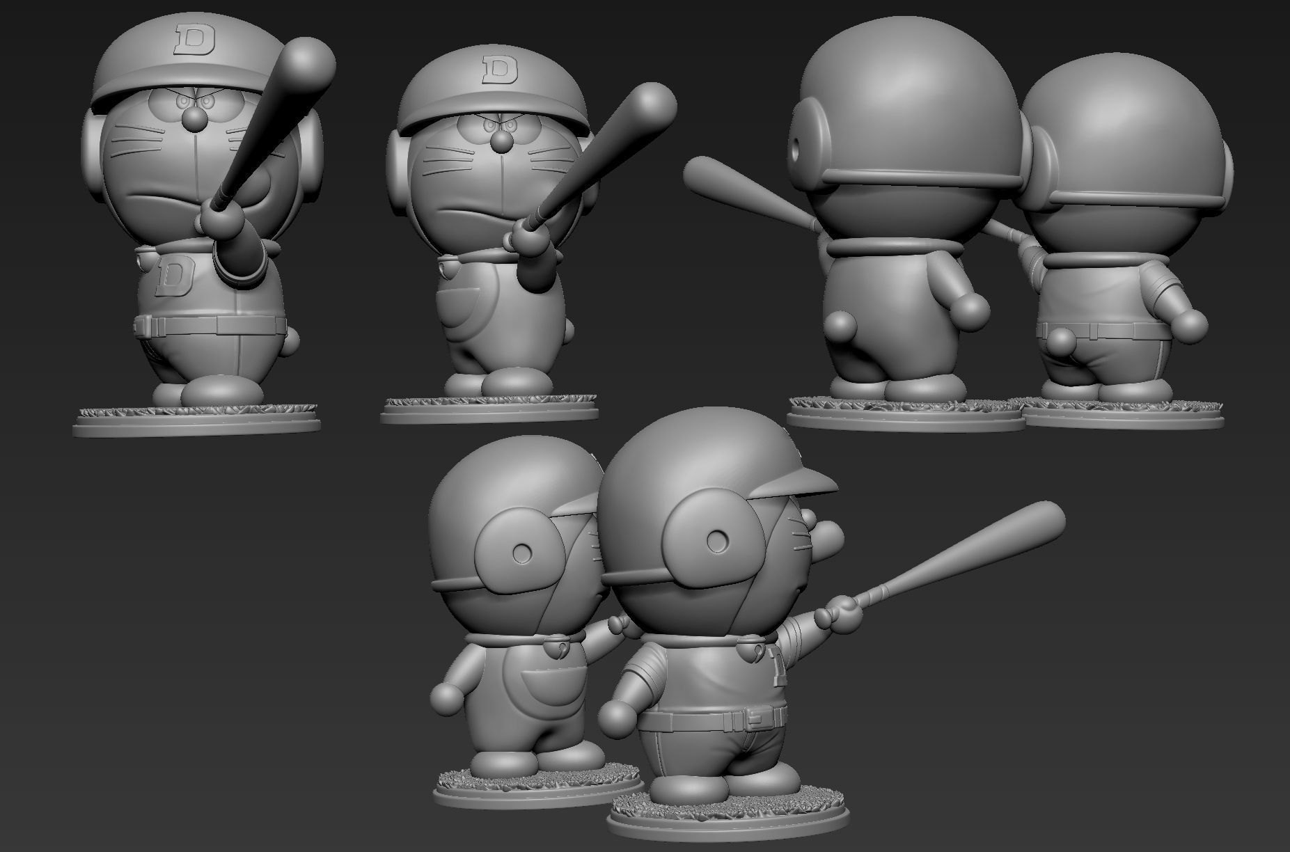 Doraemon BaseBall Fanart with two versions 3D model 3D printable | CGTrader