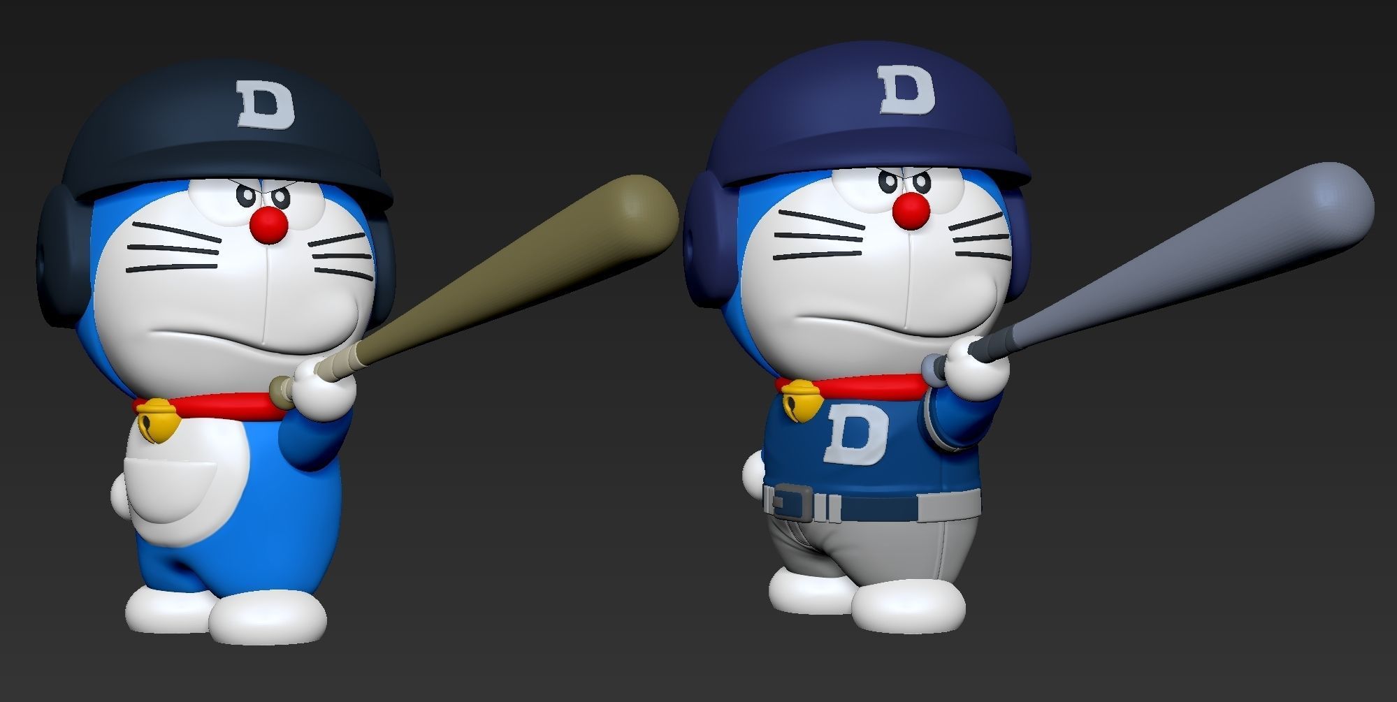Doraemon BaseBall Fanart with two versions 3D model 3D printable | CGTrader