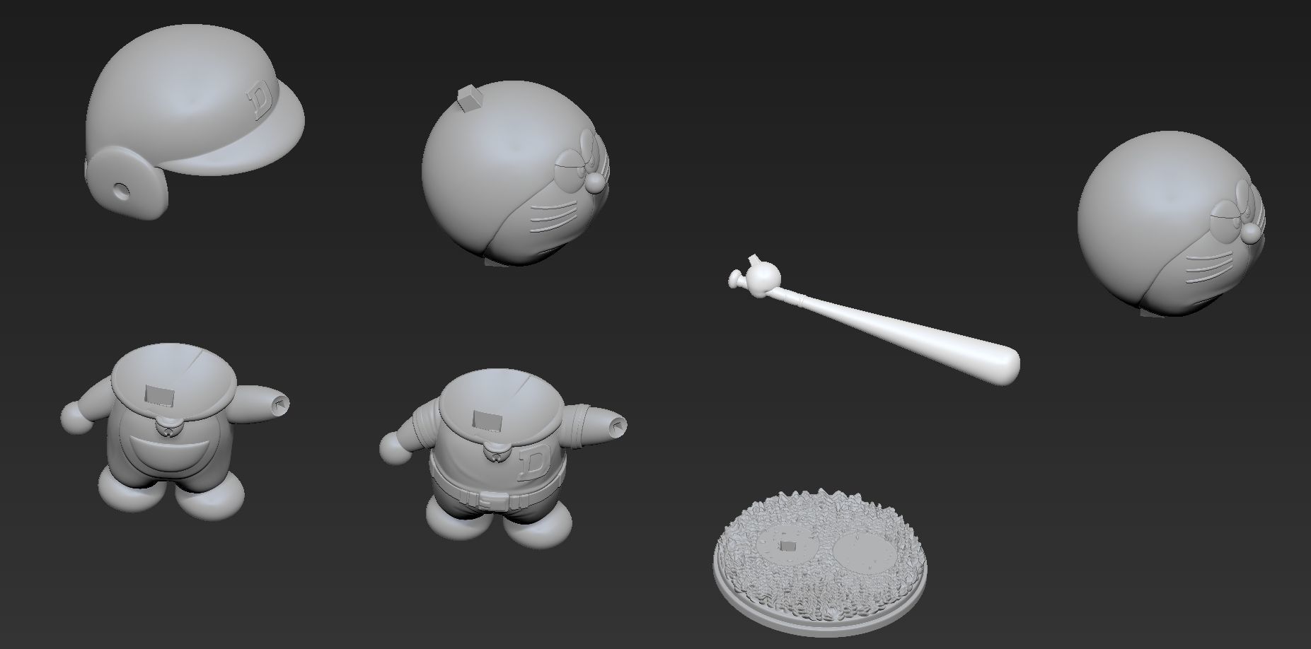 Doraemon BaseBall Fanart with two versions 3D model 3D printable | CGTrader