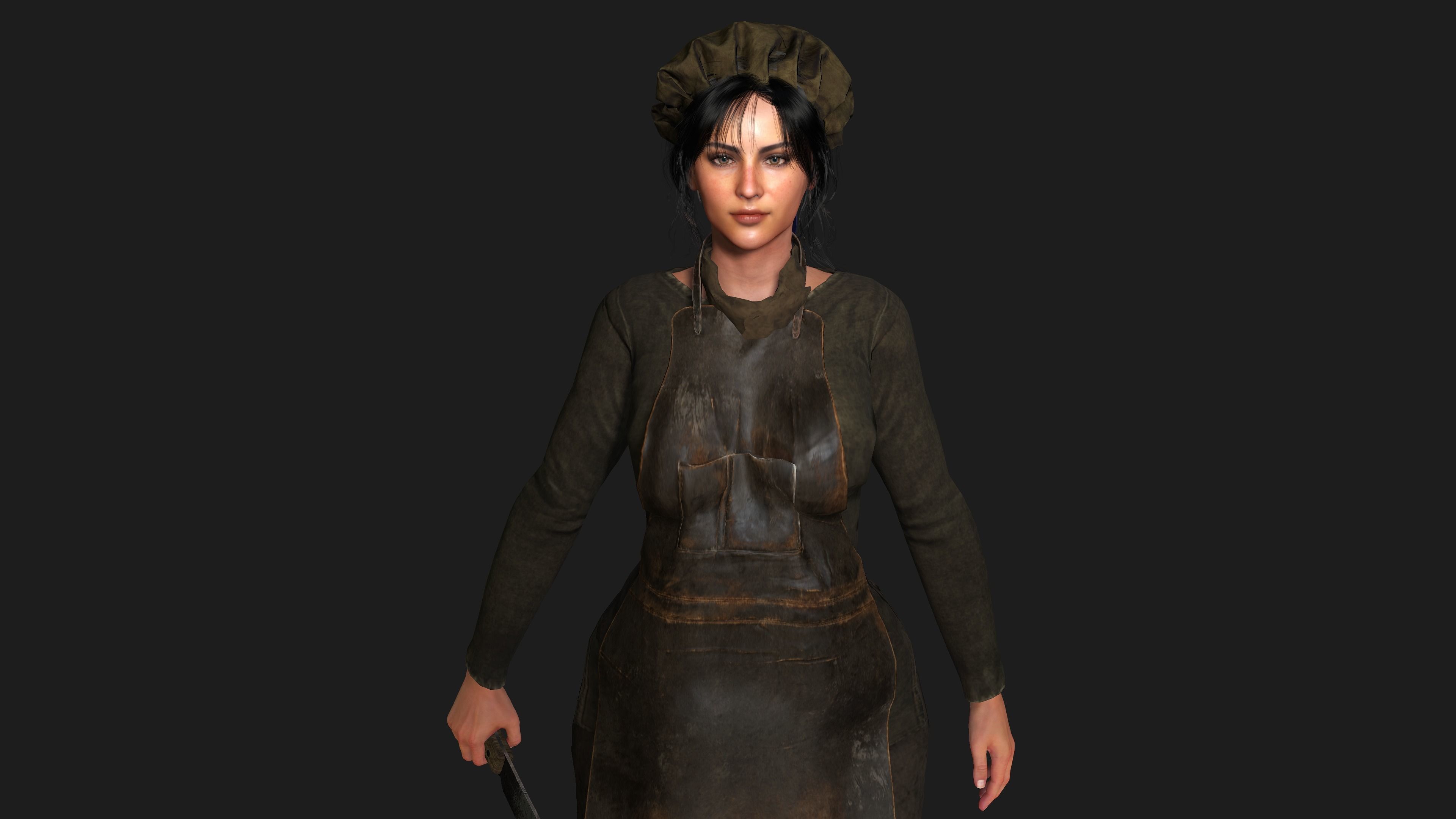 3D model AAA 3D FANTASY MEDIEVAL CHARACTER-YOUNG MEAT BUTCHER GIRL 02 ...