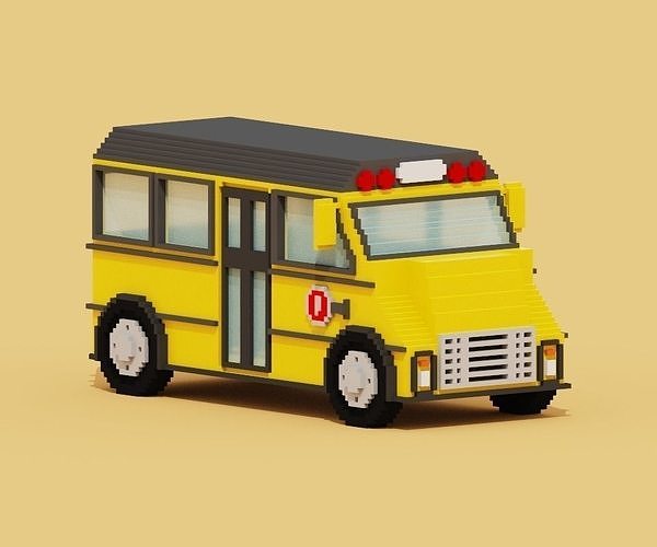 3D model Voxel School Bus VR / AR / low-poly | CGTrader