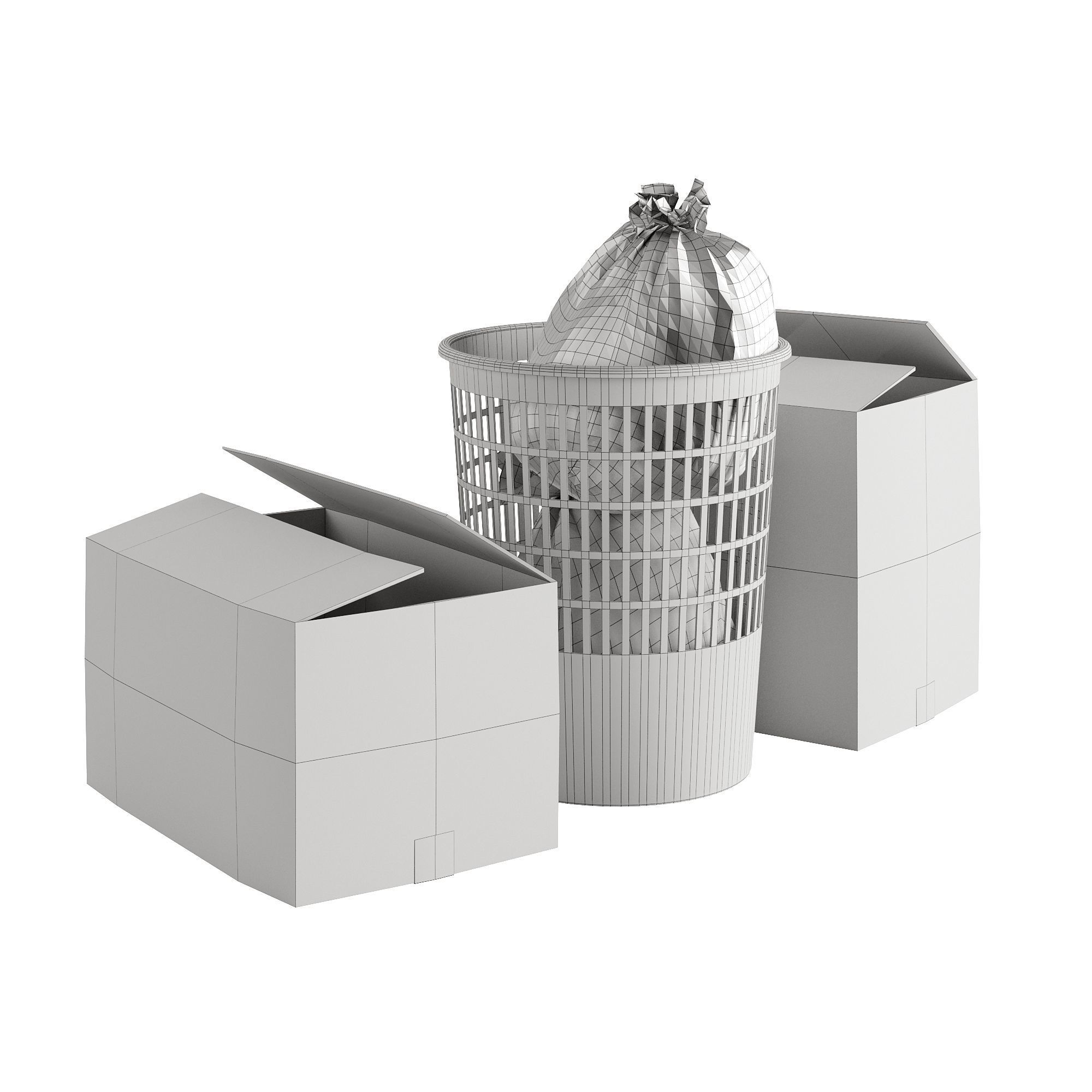 3D model Trash And Carton Box VR / AR / low-poly | CGTrader