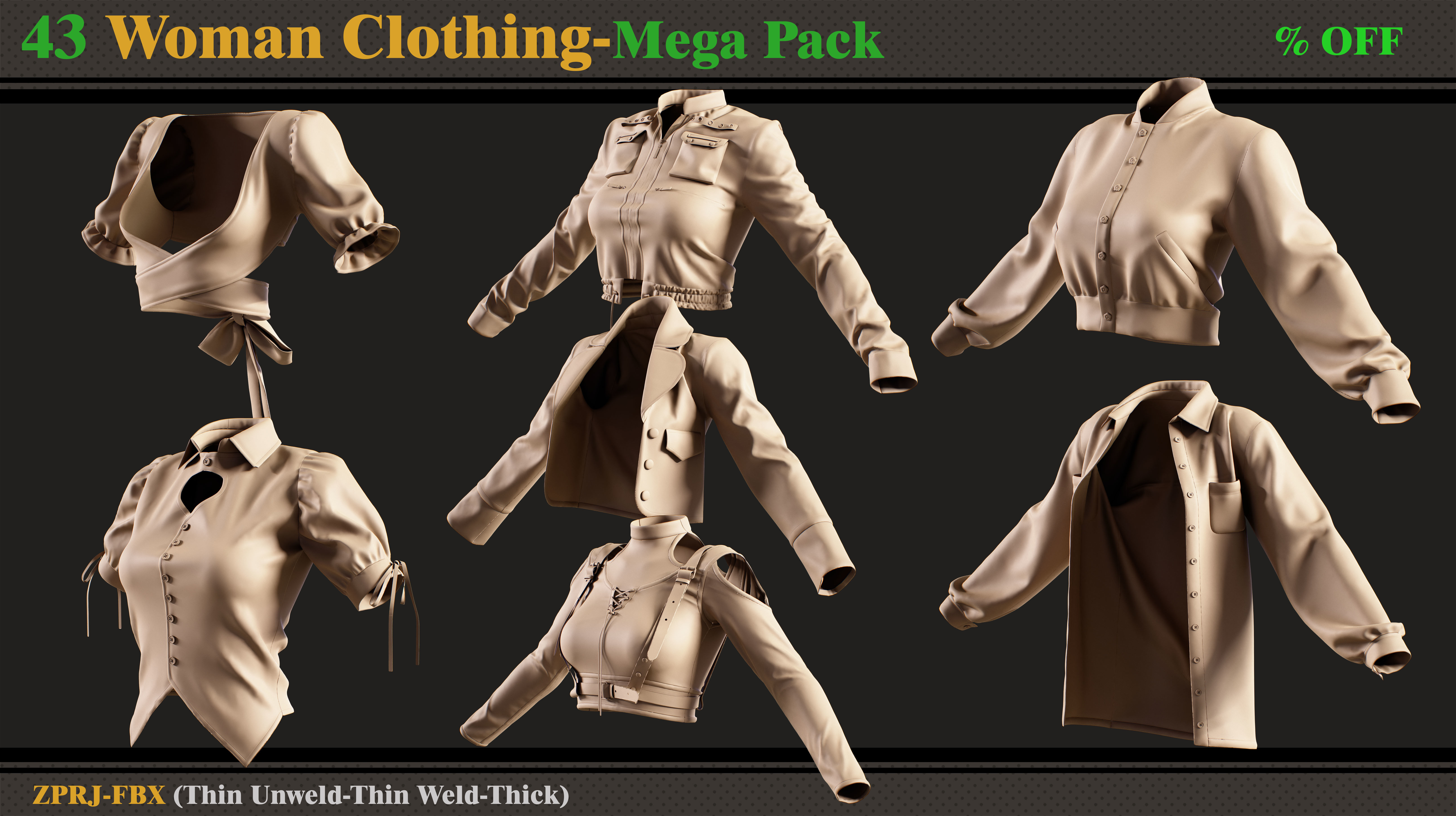 43 Woman Clothing- MEGA PACK 2-zprj-fbx-OFF 3D model | CGTrader