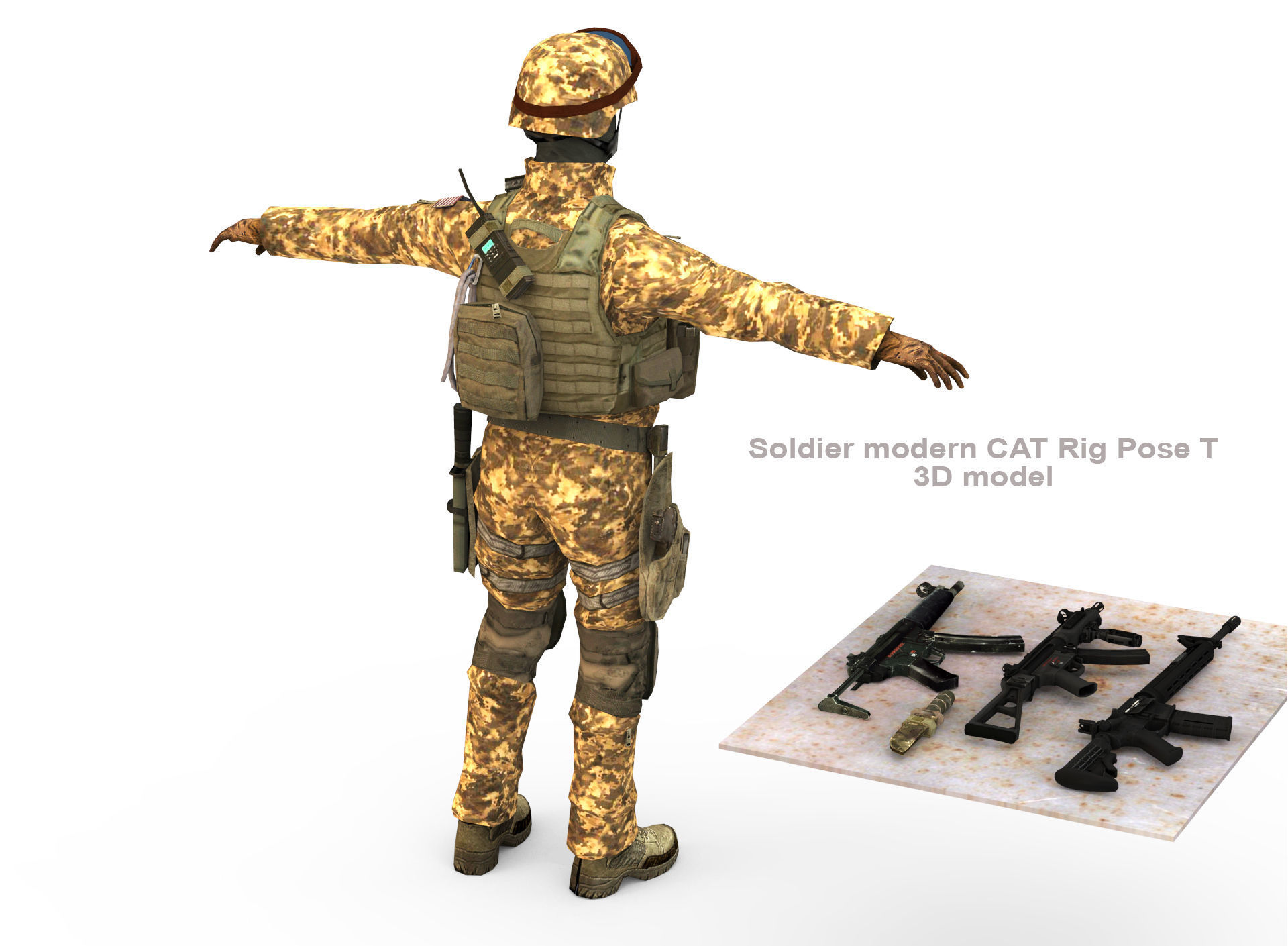 3D model Soldier modern CATRig Pose T VR / AR / low-poly | CGTrader