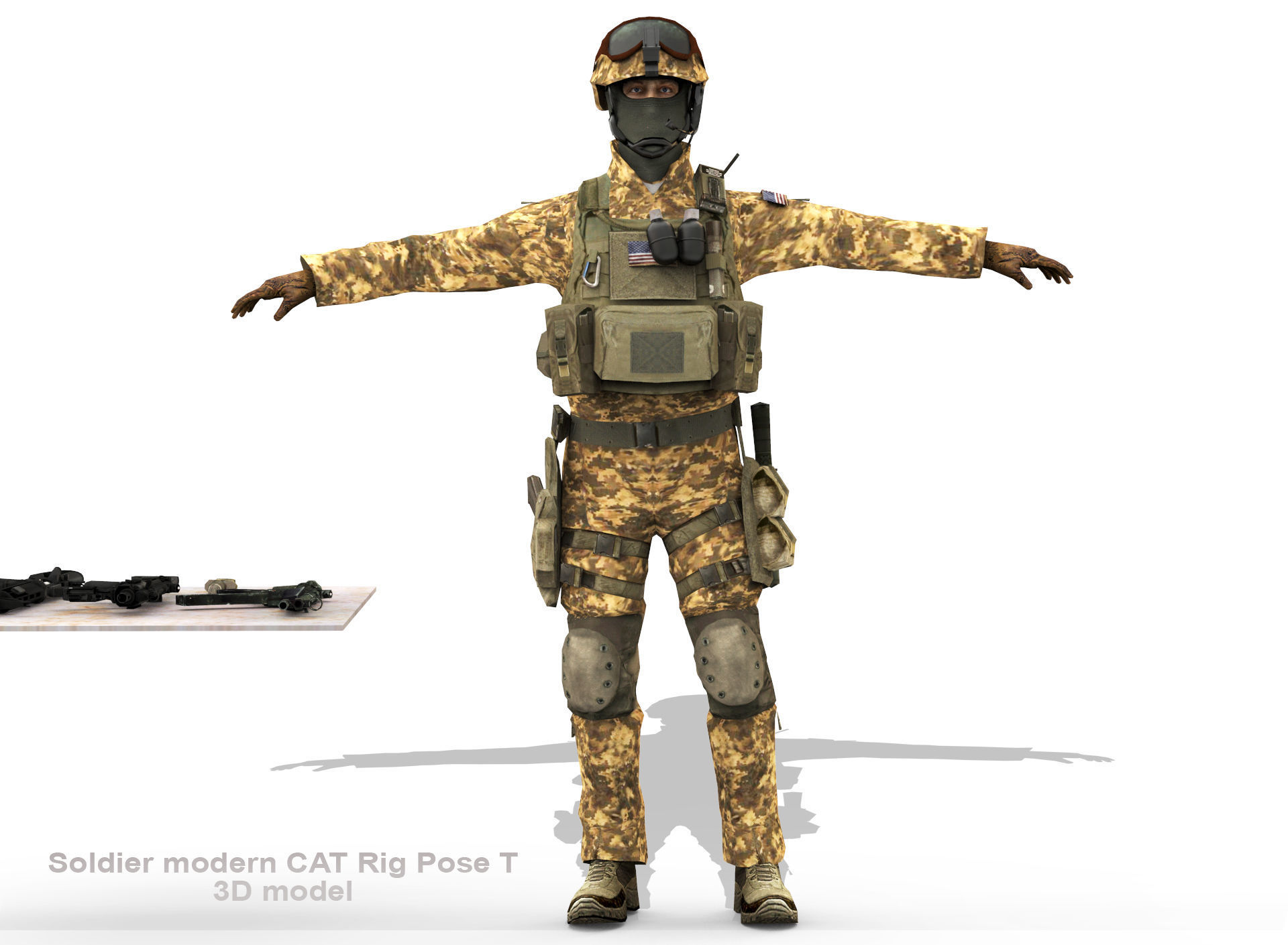 3D model Soldier modern CATRig Pose T VR / AR / low-poly | CGTrader