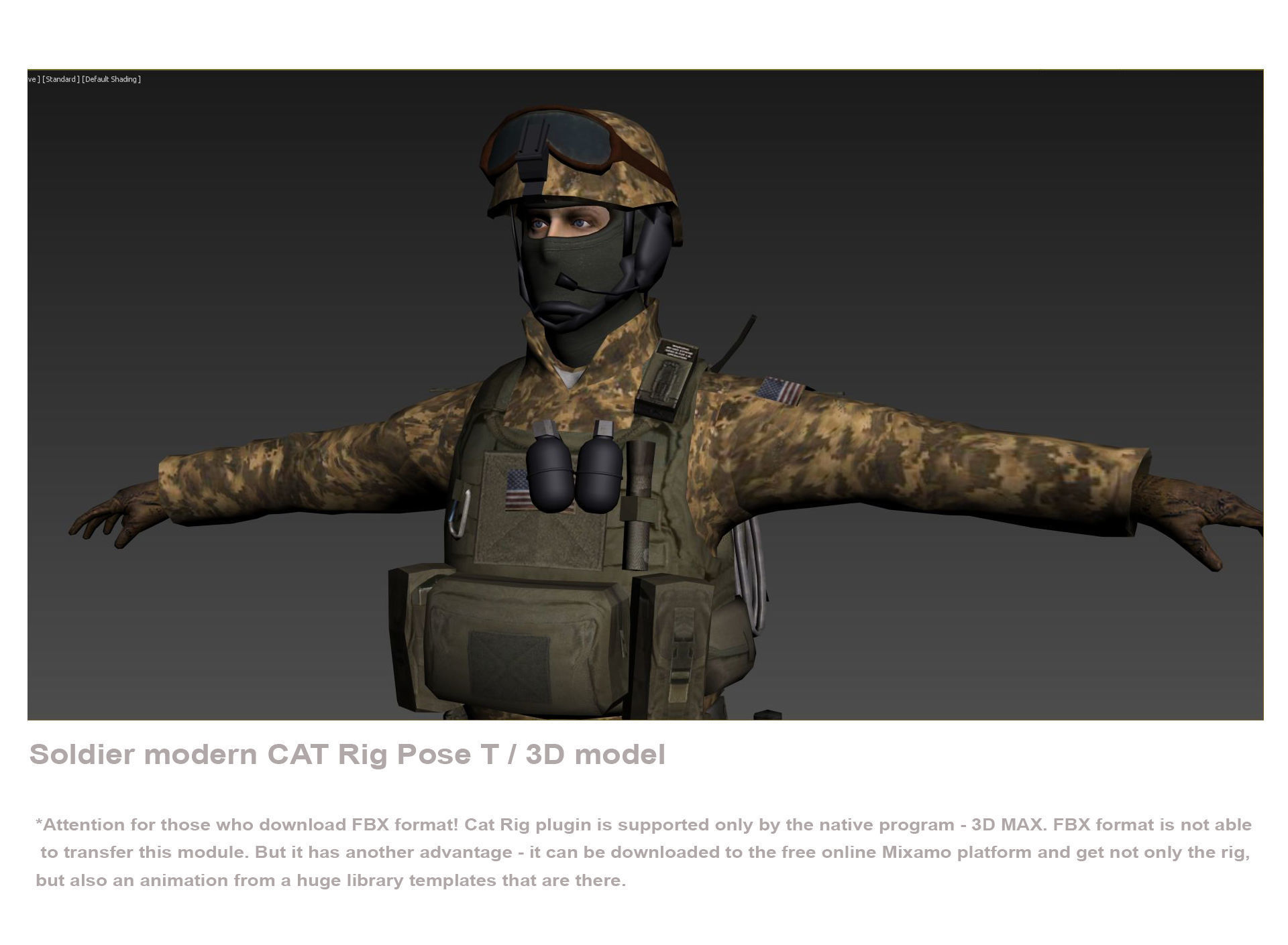 3D model Soldier modern CATRig Pose T VR / AR / low-poly | CGTrader