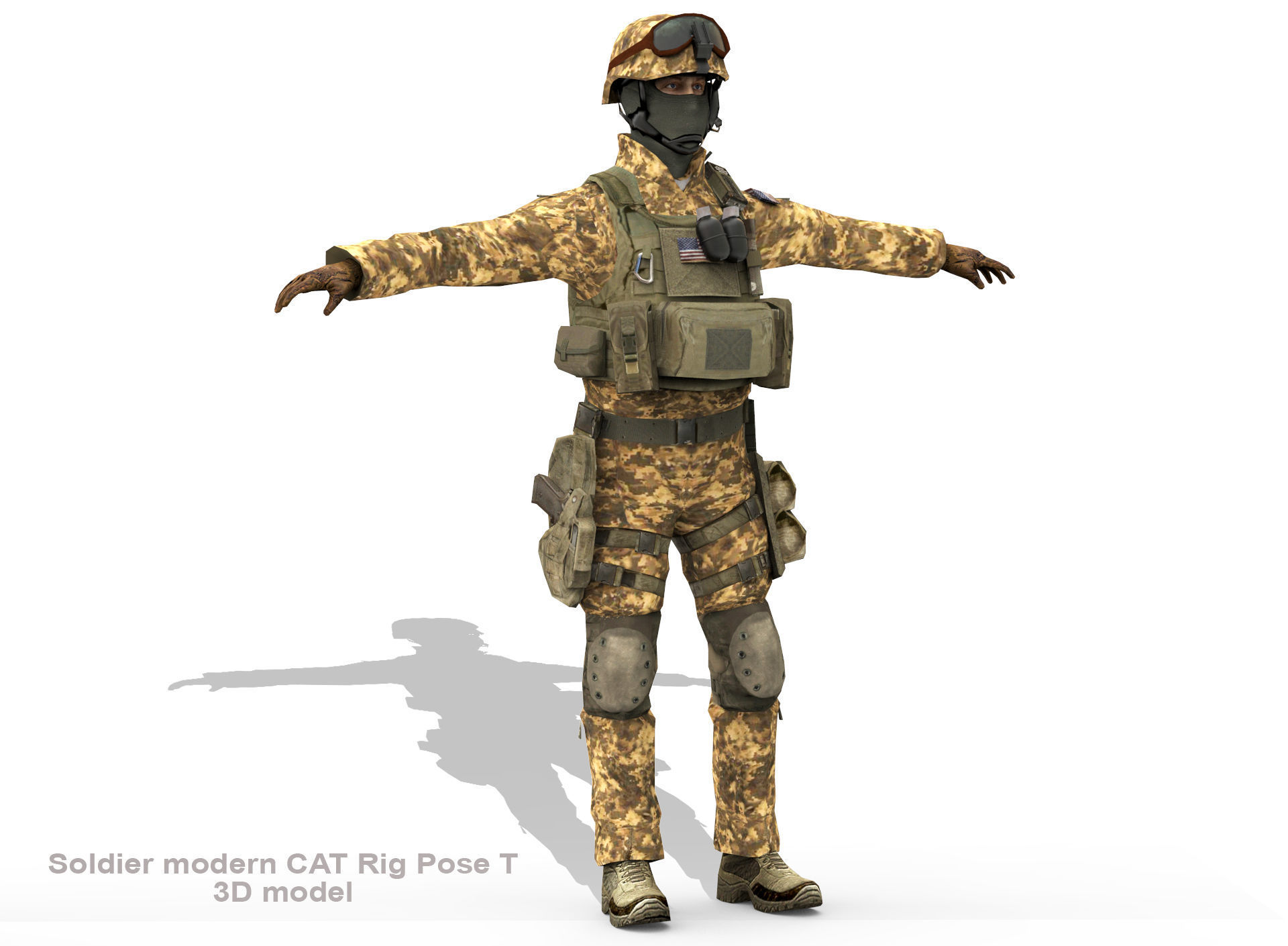 3D model Soldier modern CATRig Pose T VR / AR / low-poly | CGTrader