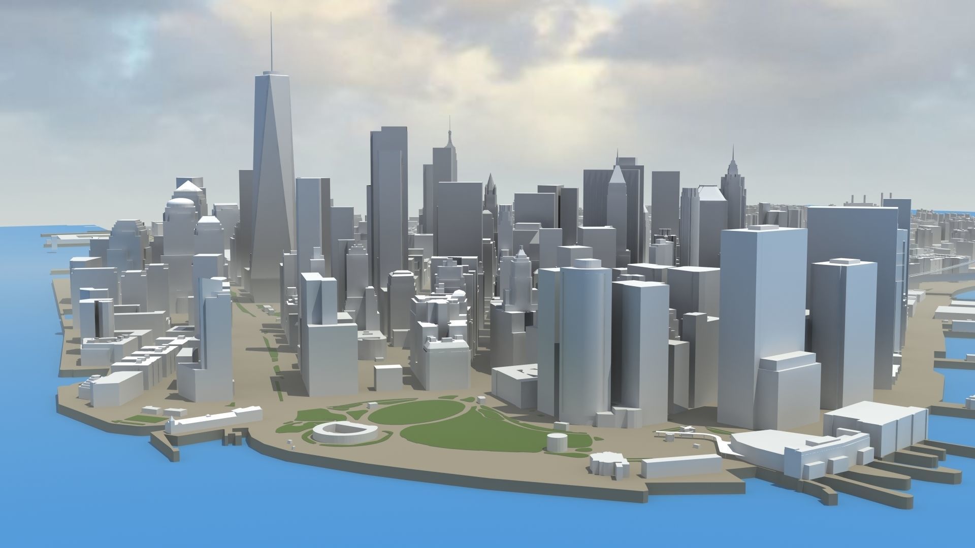 3D model Manhattan Skyline Mass Model VR / AR / low-poly | CGTrader