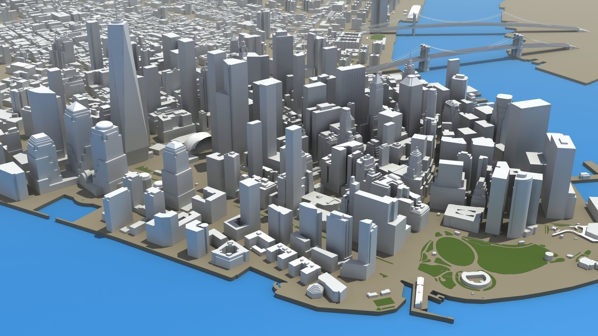 3D model Manhattan Skyline Mass Model VR / AR / low-poly | CGTrader