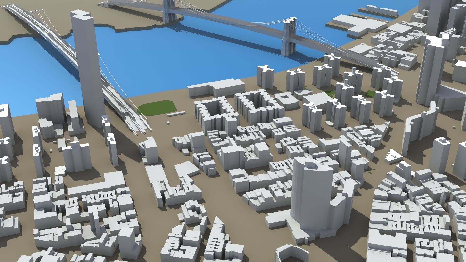 3D model Manhattan Skyline Mass Model VR / AR / low-poly | CGTrader