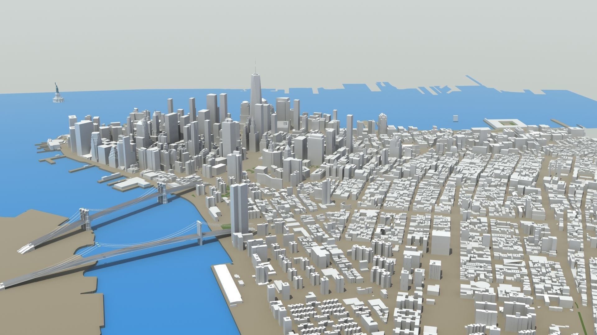 3D model Manhattan Skyline Mass Model VR / AR / low-poly | CGTrader