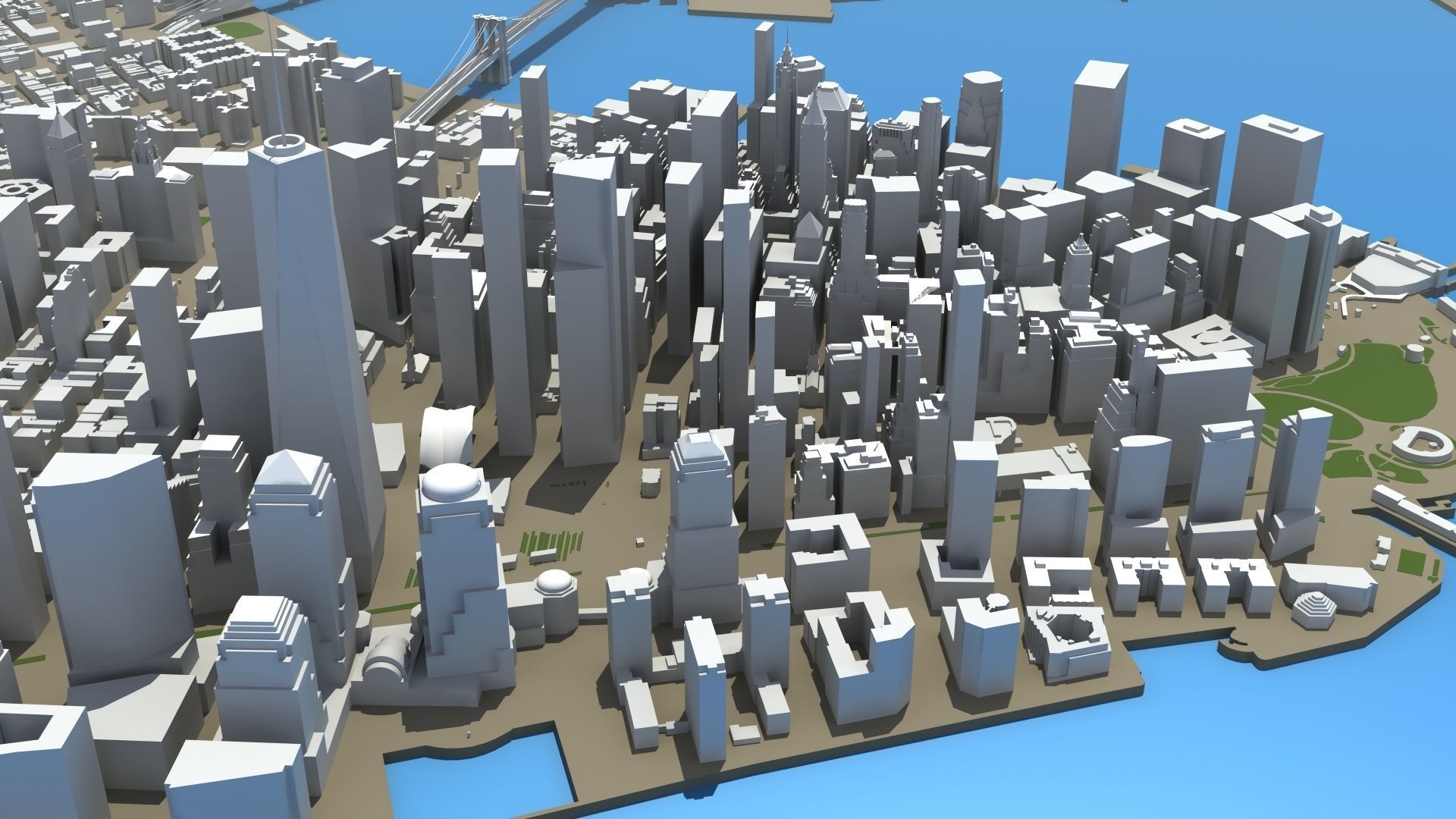 3D model Manhattan Skyline Mass Model VR / AR / low-poly | CGTrader