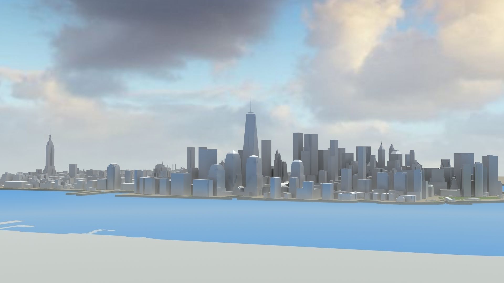 3D model Manhattan Skyline Mass Model VR / AR / low-poly | CGTrader