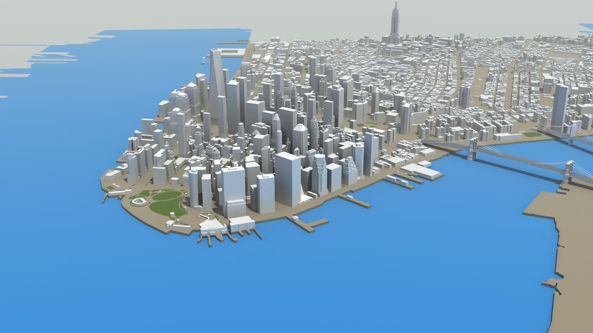 3D model Manhattan Skyline Mass Model VR / AR / low-poly | CGTrader
