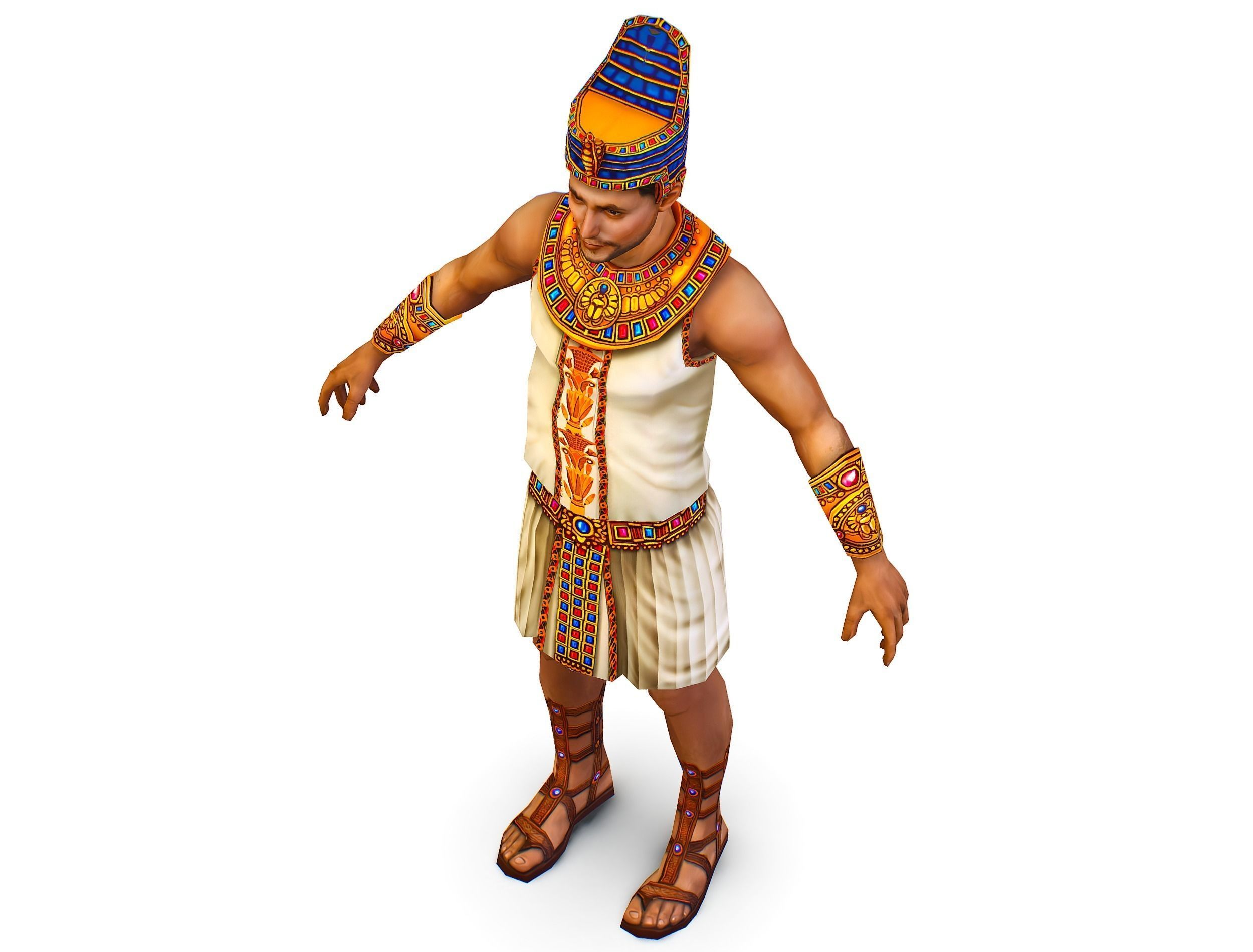 3D model a Young Man Dressed as an Egyptian Pharaoh VR / AR / low-poly ...