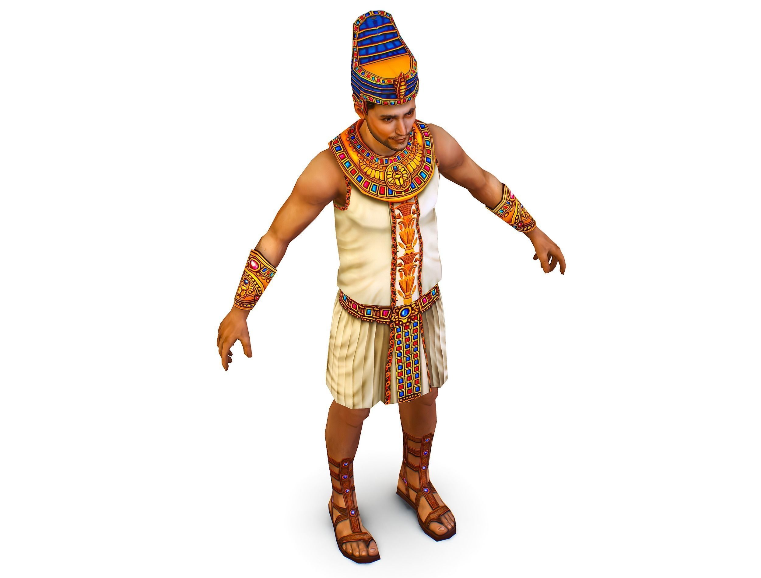 3D model a Young Man Dressed as an Egyptian Pharaoh VR / AR / low-poly ...
