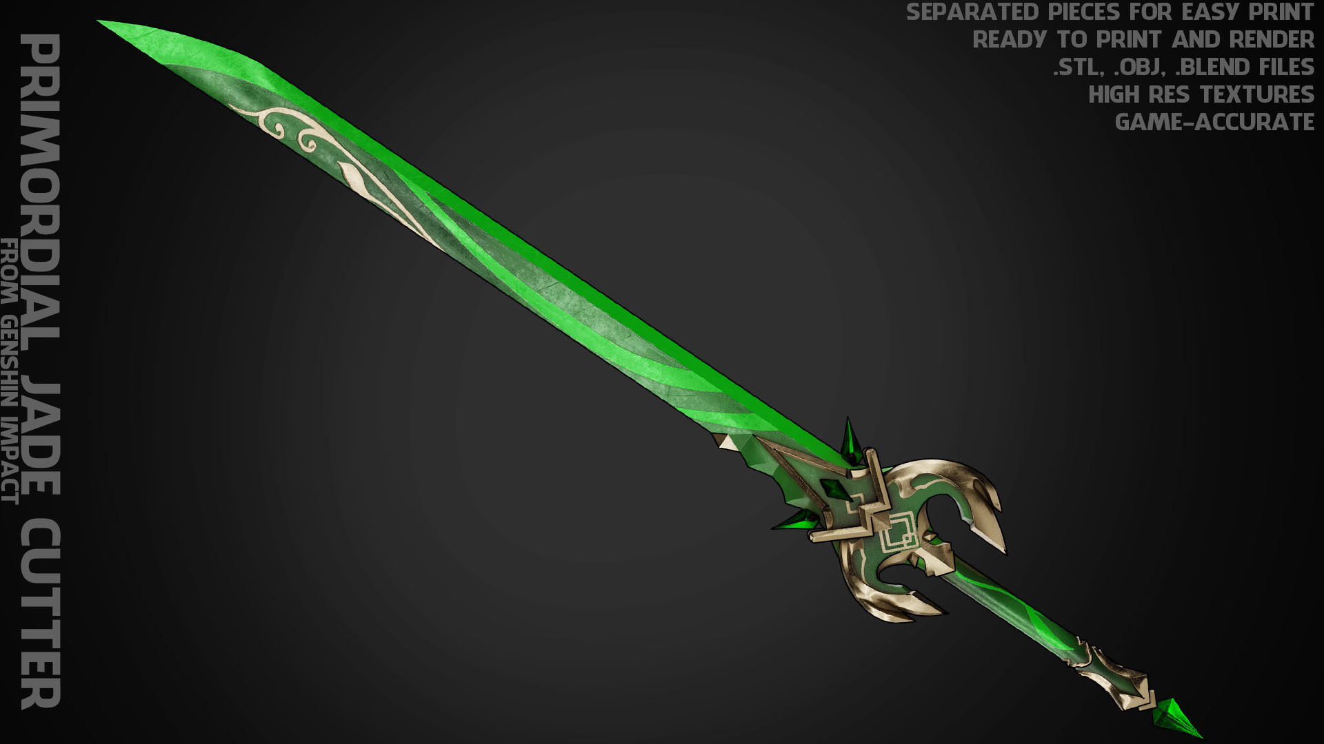 Genshin Impact Primordial Jade Cutter Sword for Cosplay 3D model 3D ...