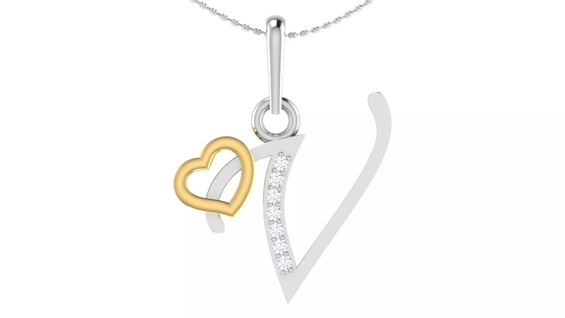 V letter pendent 3D model 3D printable | CGTrader