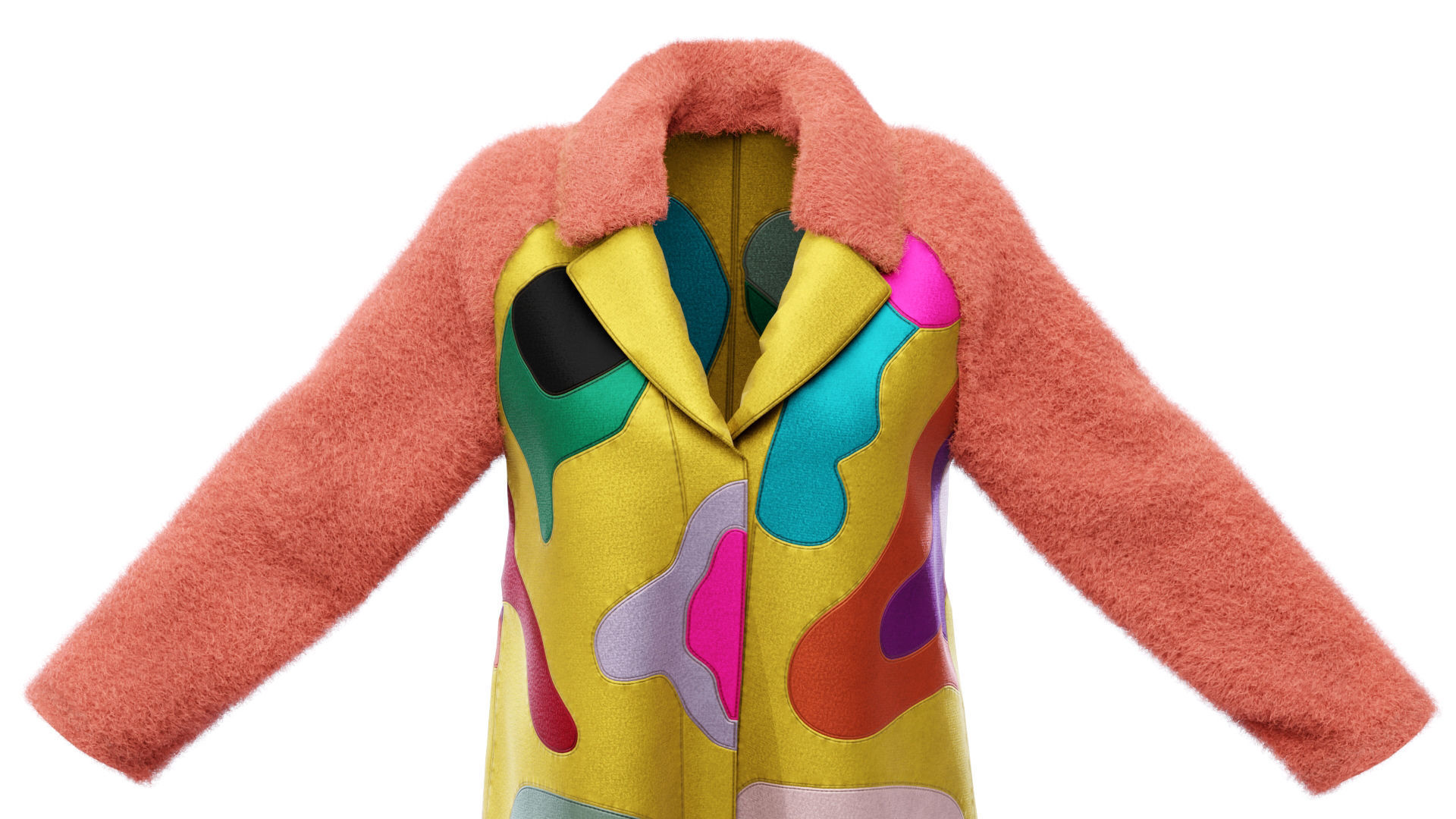 Colorful Coat with Furry Sleeves Fitted to Gen8 Body Mesh 3D model ...