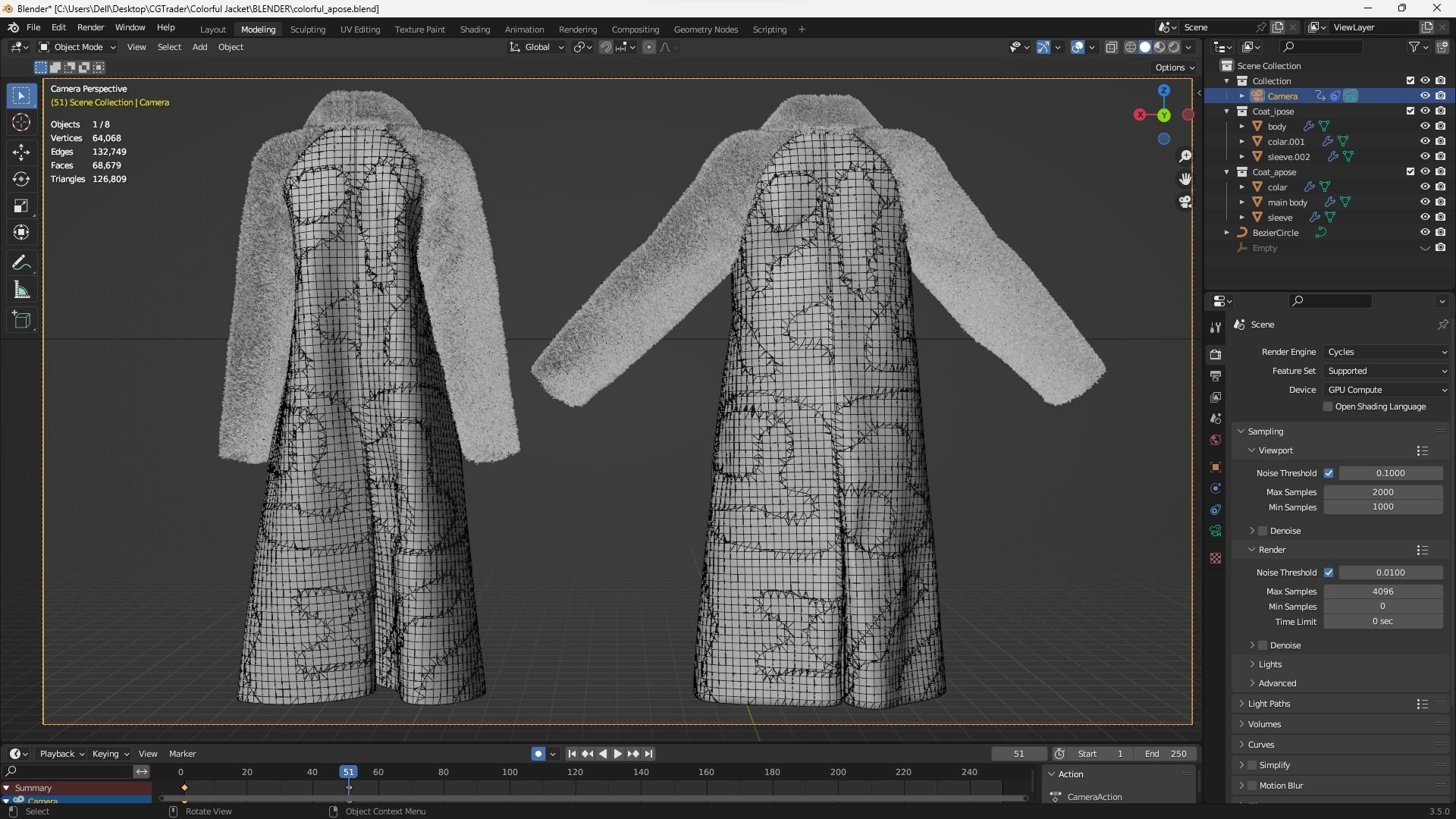 Colorful Coat with Furry Sleeves Fitted to Gen8 Body Mesh 3D model ...