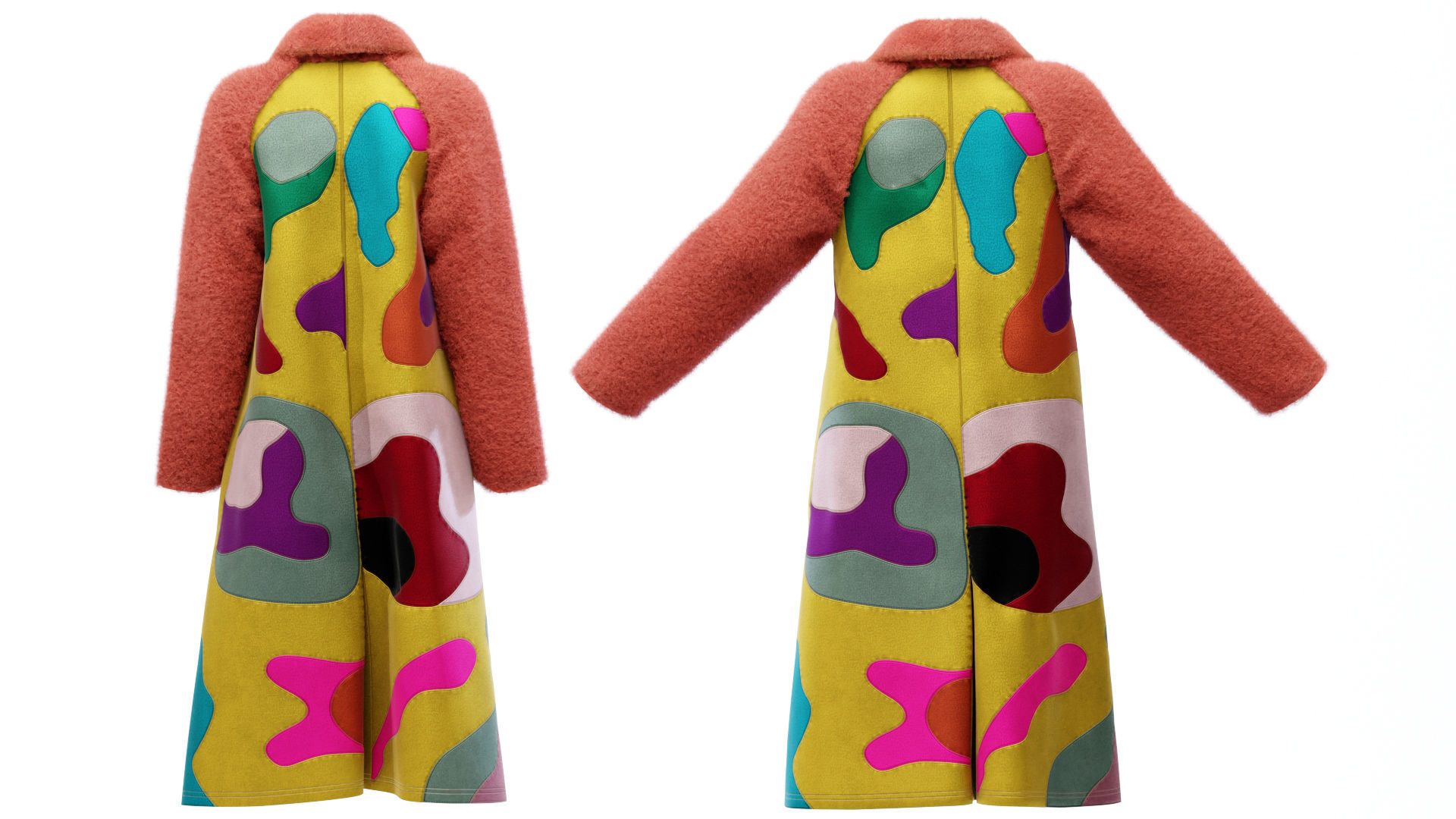 Colorful Coat with Furry Sleeves Fitted to Gen8 Body Mesh 3D model ...