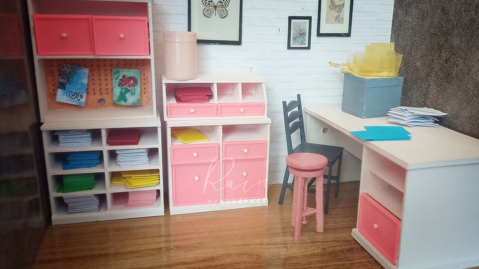 Open Storage Cabinet Miniature Crafter Sewing Room Furniture 3D model ...