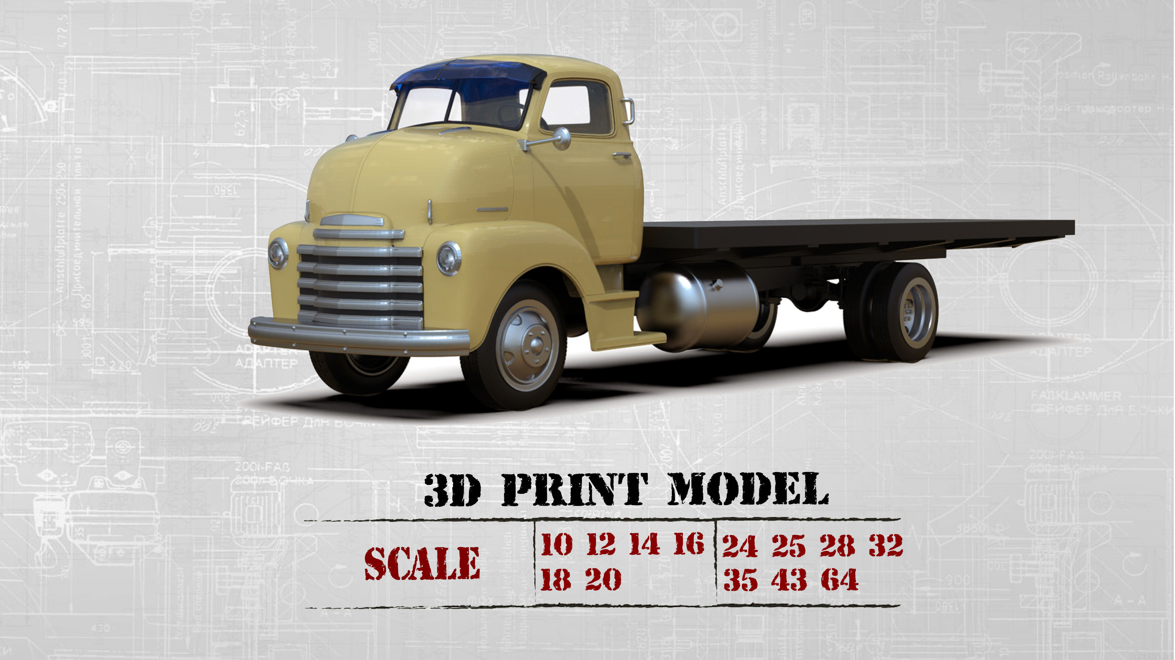 STL files Hauler Cab Over Engine longbed flatbed truck COE 3D model 3D ...