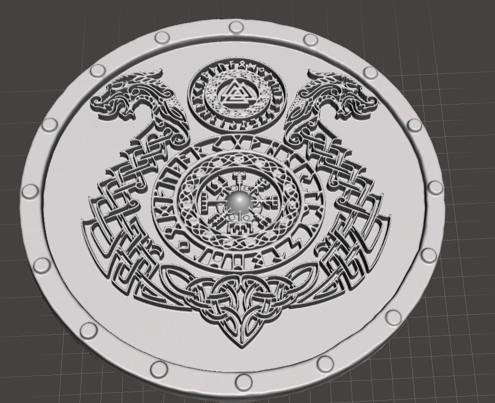 Norse Runes Dragon Boat Viking shield 3D model 3D printable | CGTrader