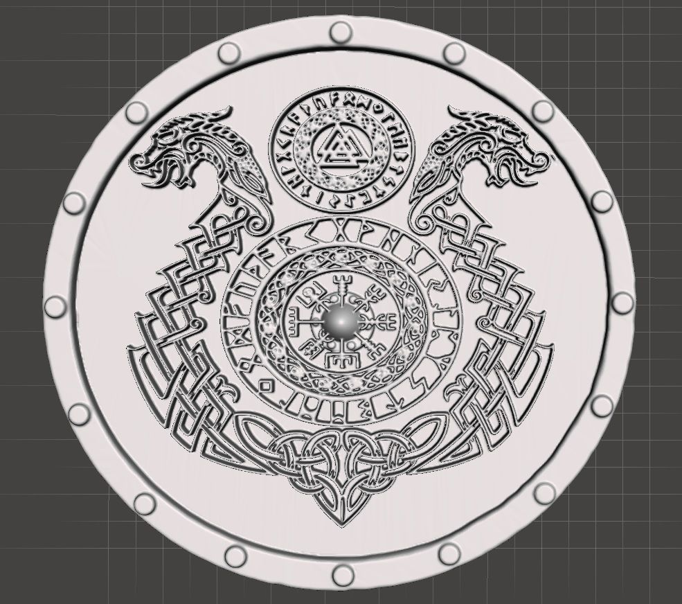 Norse Runes Dragon Boat Viking shield 3D model 3D printable | CGTrader