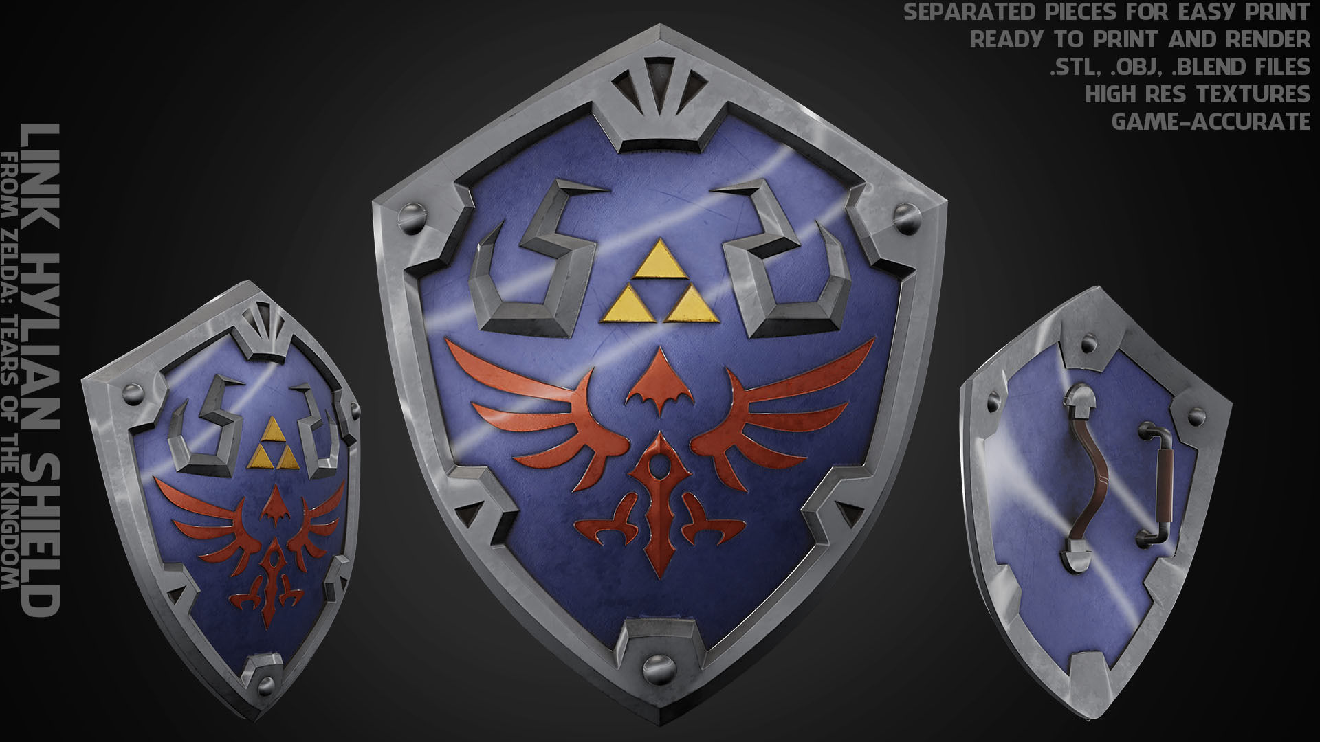 Zelda Tears of the Kingdom Link Hylian Shield for Cosplay 3D model 3D ...