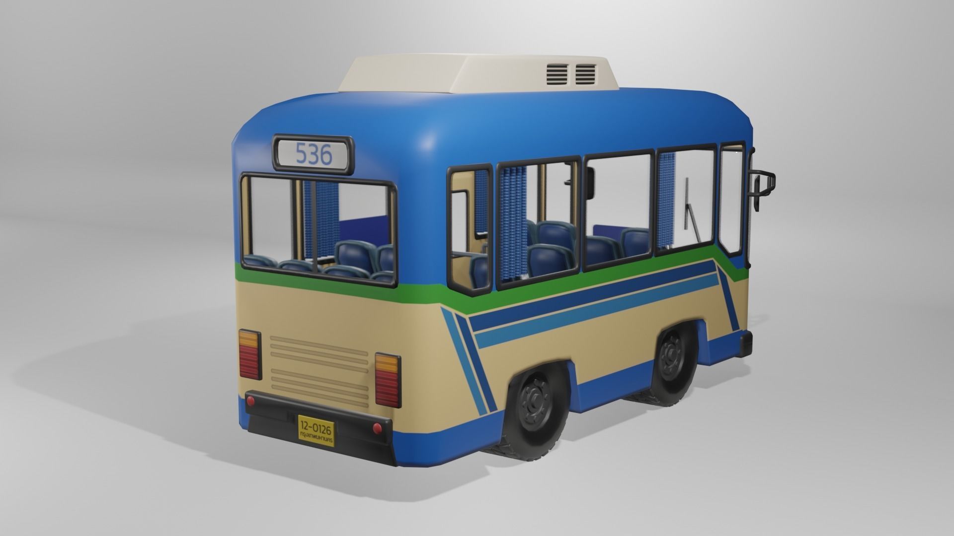 Classic Blue Thai bus cartoon 3D model 3D model | CGTrader