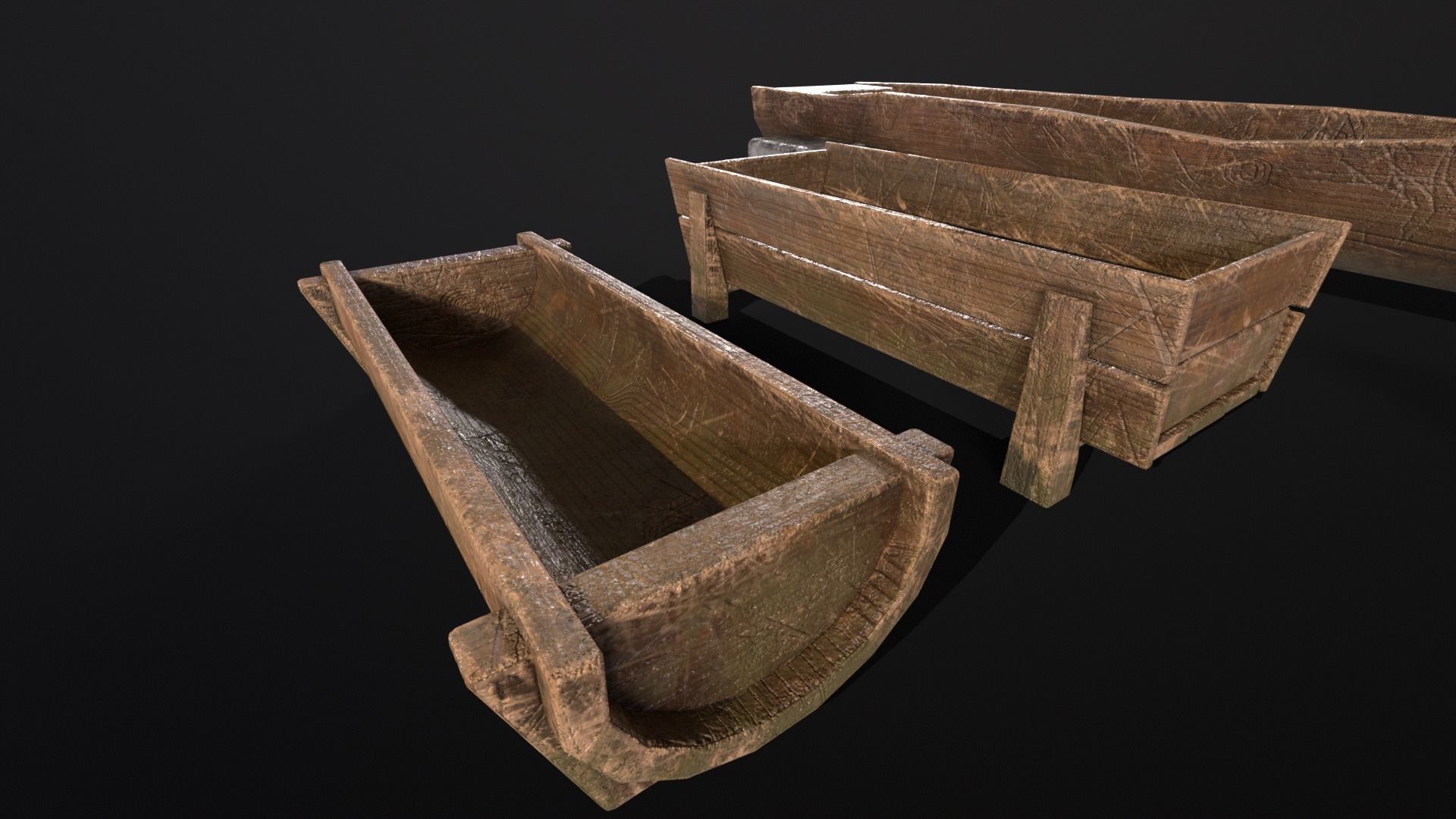 3D model Medieval Trough Set VR / AR / low-poly | CGTrader