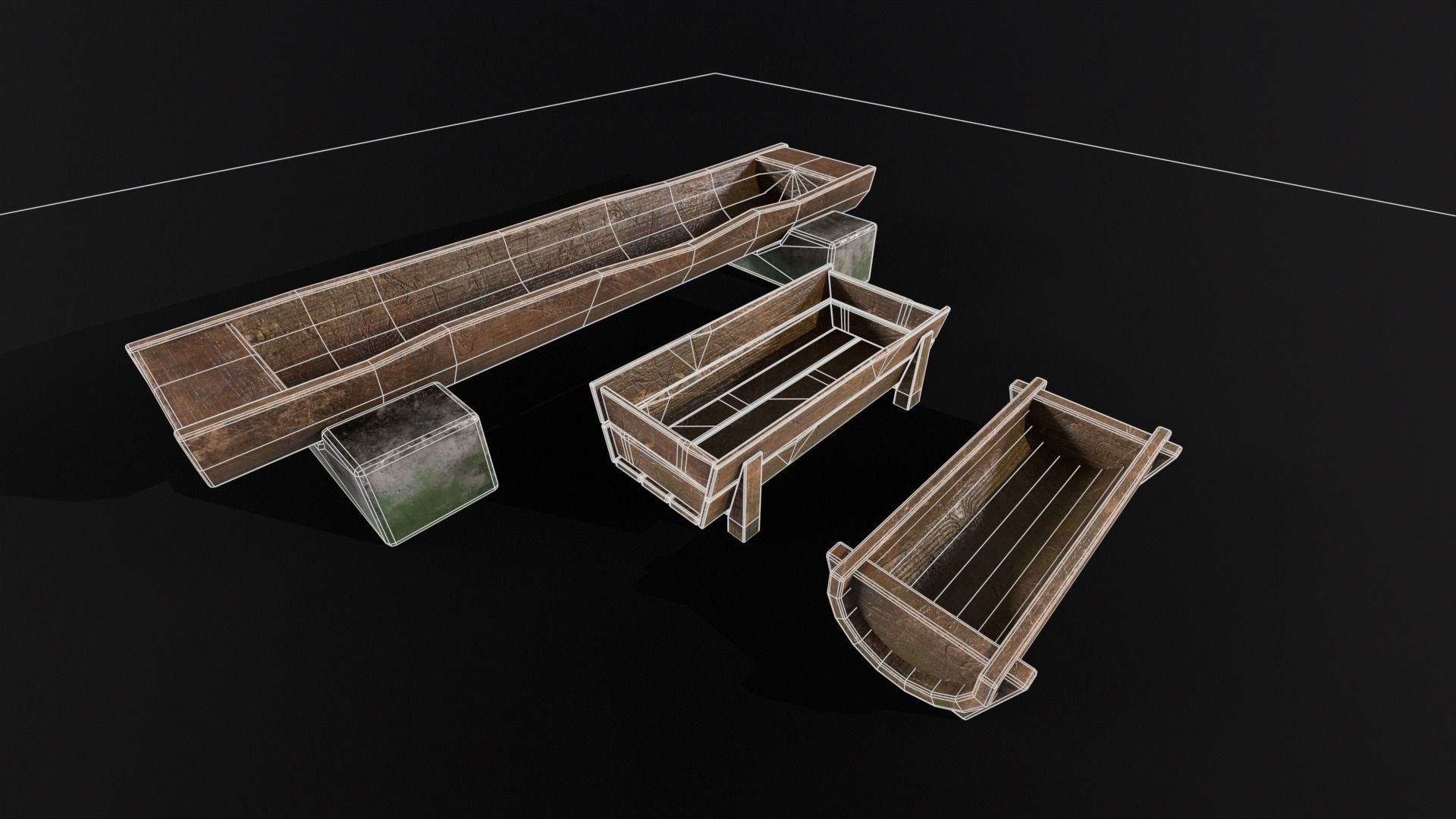 3D model Medieval Trough Set VR / AR / low-poly | CGTrader