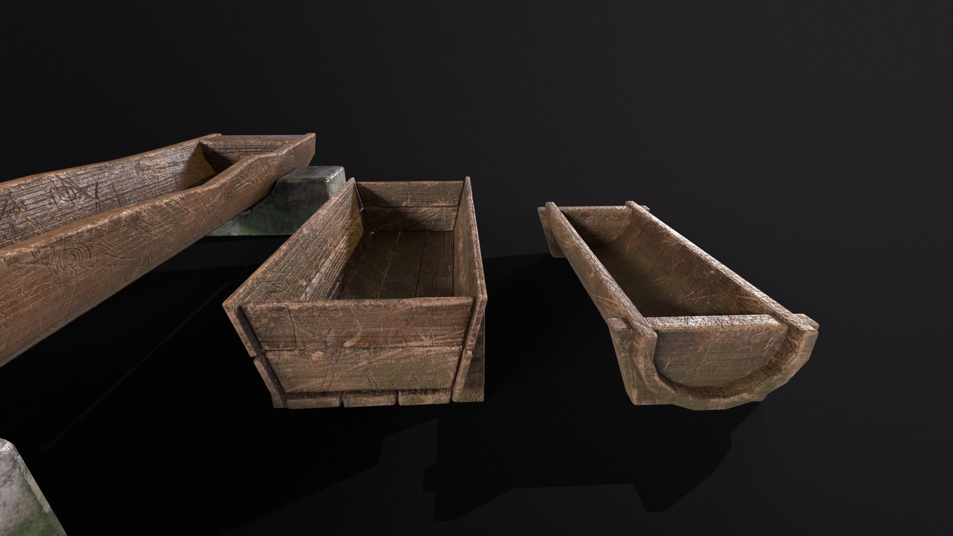 3D model Medieval Trough Set VR / AR / low-poly | CGTrader