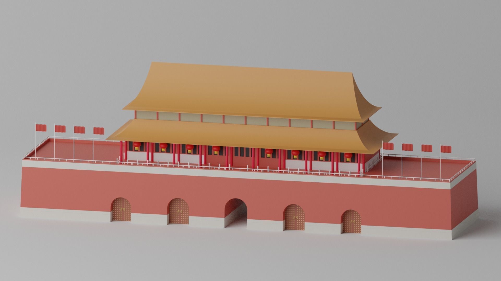 Cartoon Tiananmen Building China Beijing 3D model | CGTrader