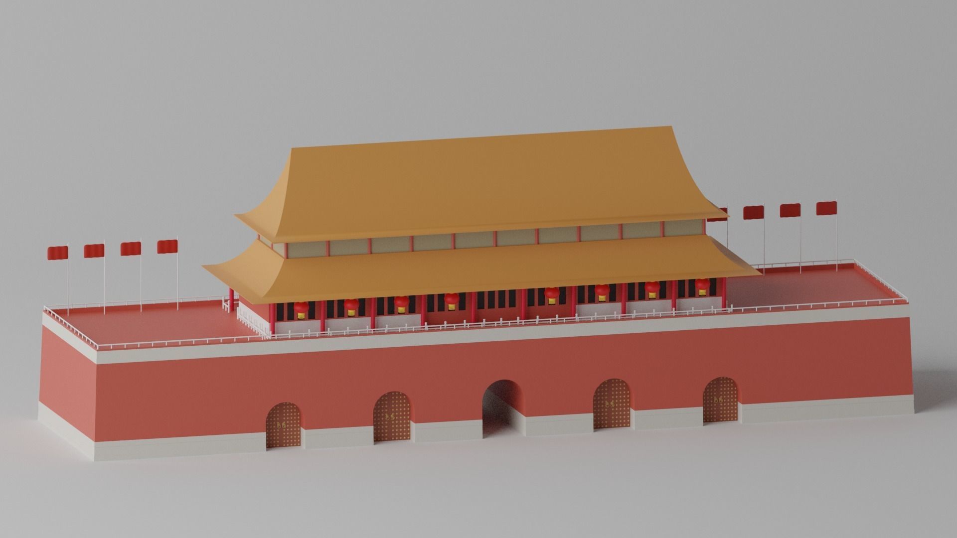 Cartoon Tiananmen Building China Beijing 3D model | CGTrader