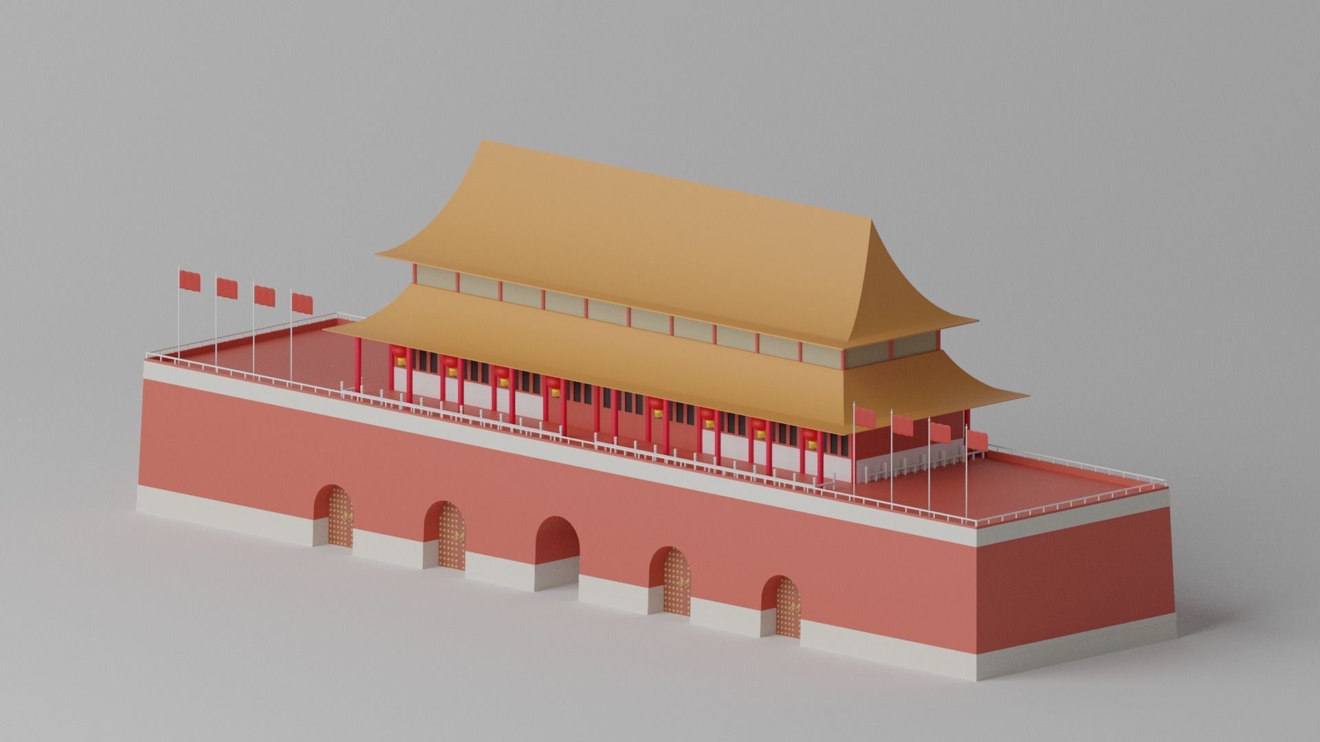 Cartoon Tiananmen Building China Beijing 3D model | CGTrader