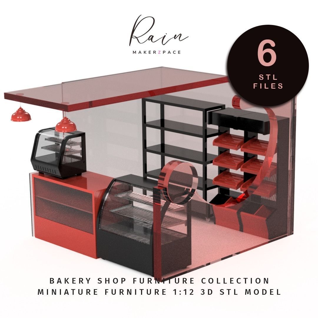 Bakery Cabinet Miniature Bakery Furniture Collection 3D model 3D ...