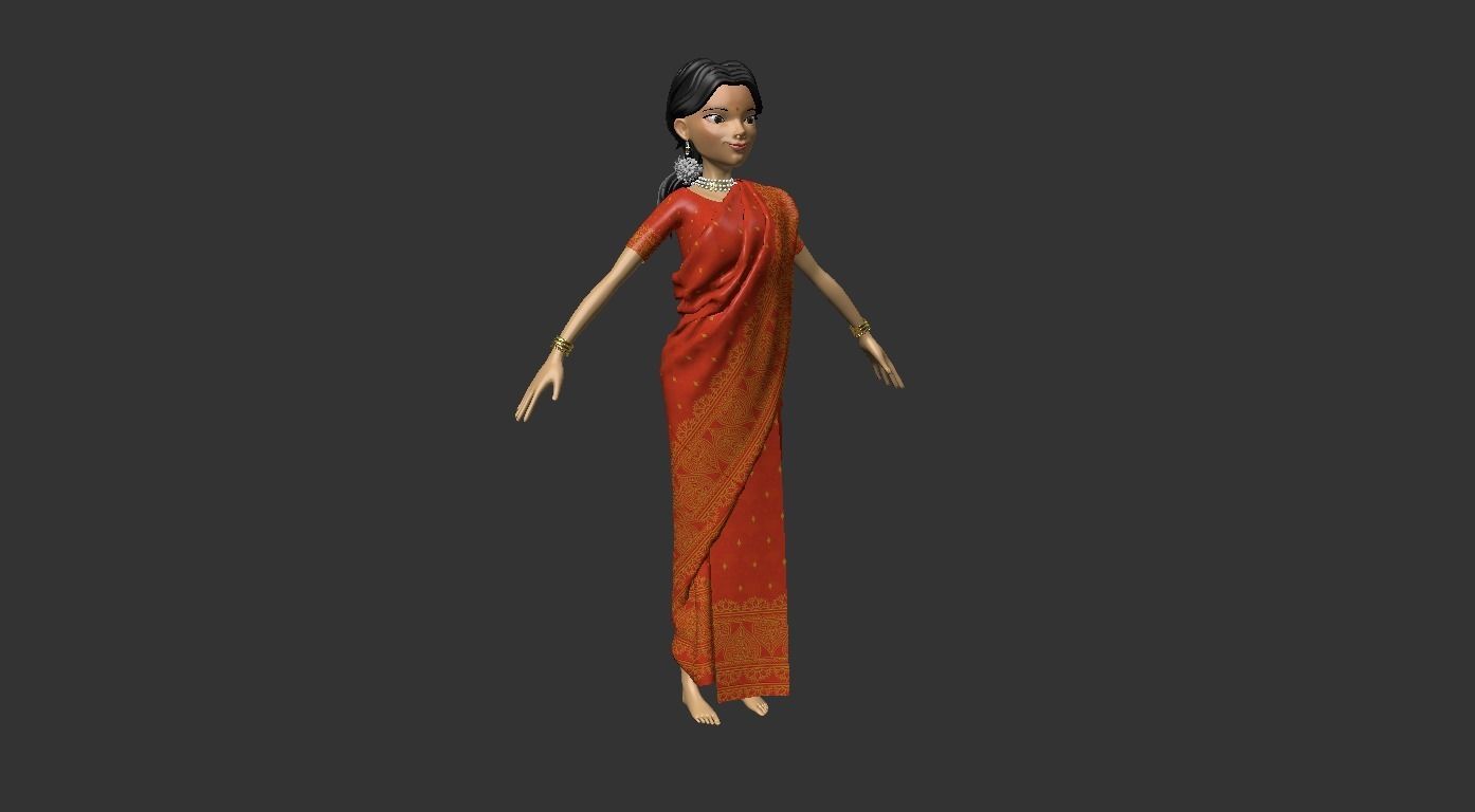 Stylized Indian Female 3D model rigged | CGTrader