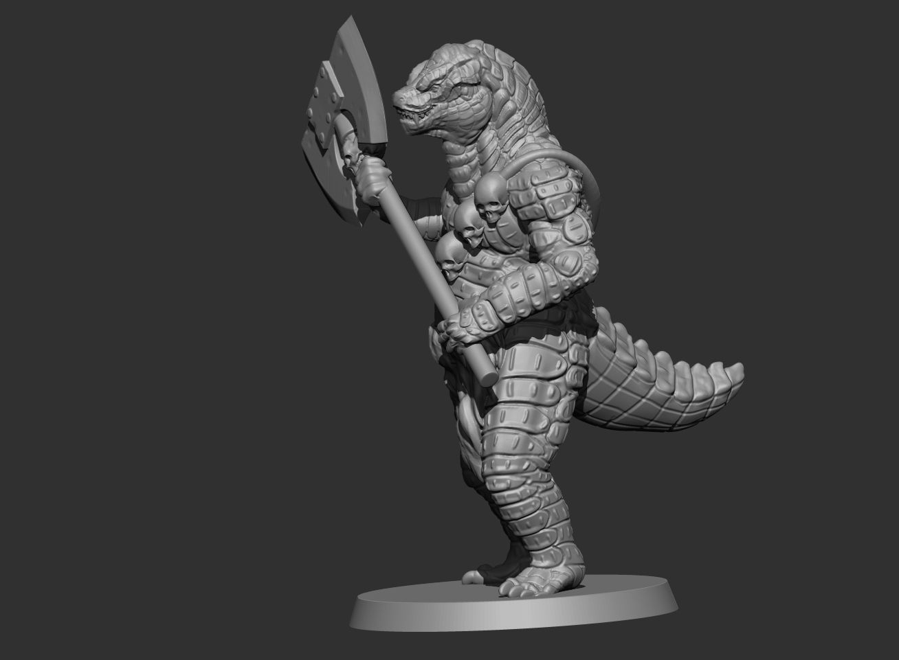 Reptile with axe 3D model 3D printable | CGTrader