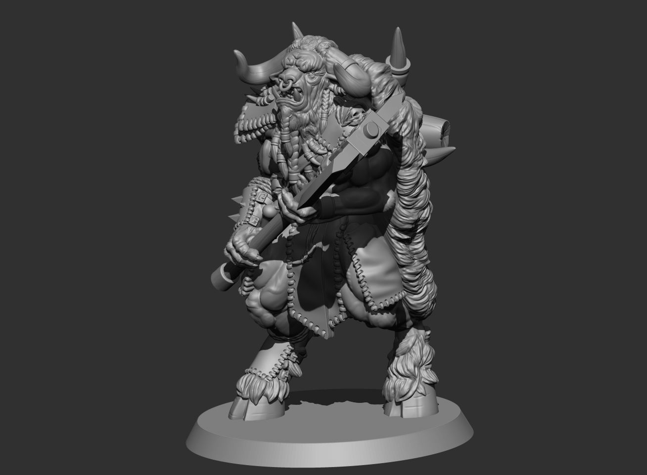Bull Warrior with Axe 3D model 3D printable | CGTrader