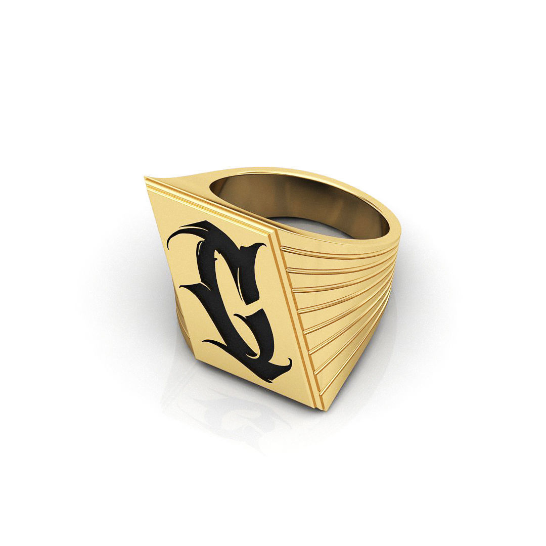 Signet ring with letter C 3D model 3D printable | CGTrader