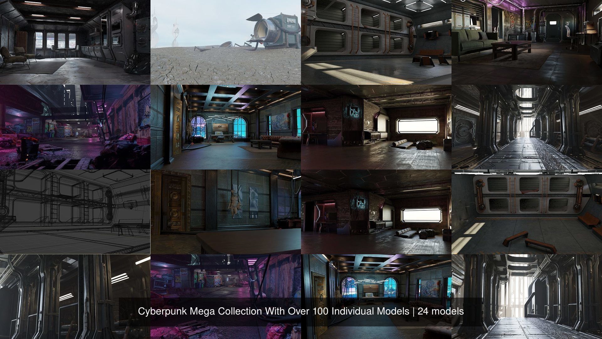 Cyberpunk Mega Collection With Over 100 Individual Models VR / AR / low ...