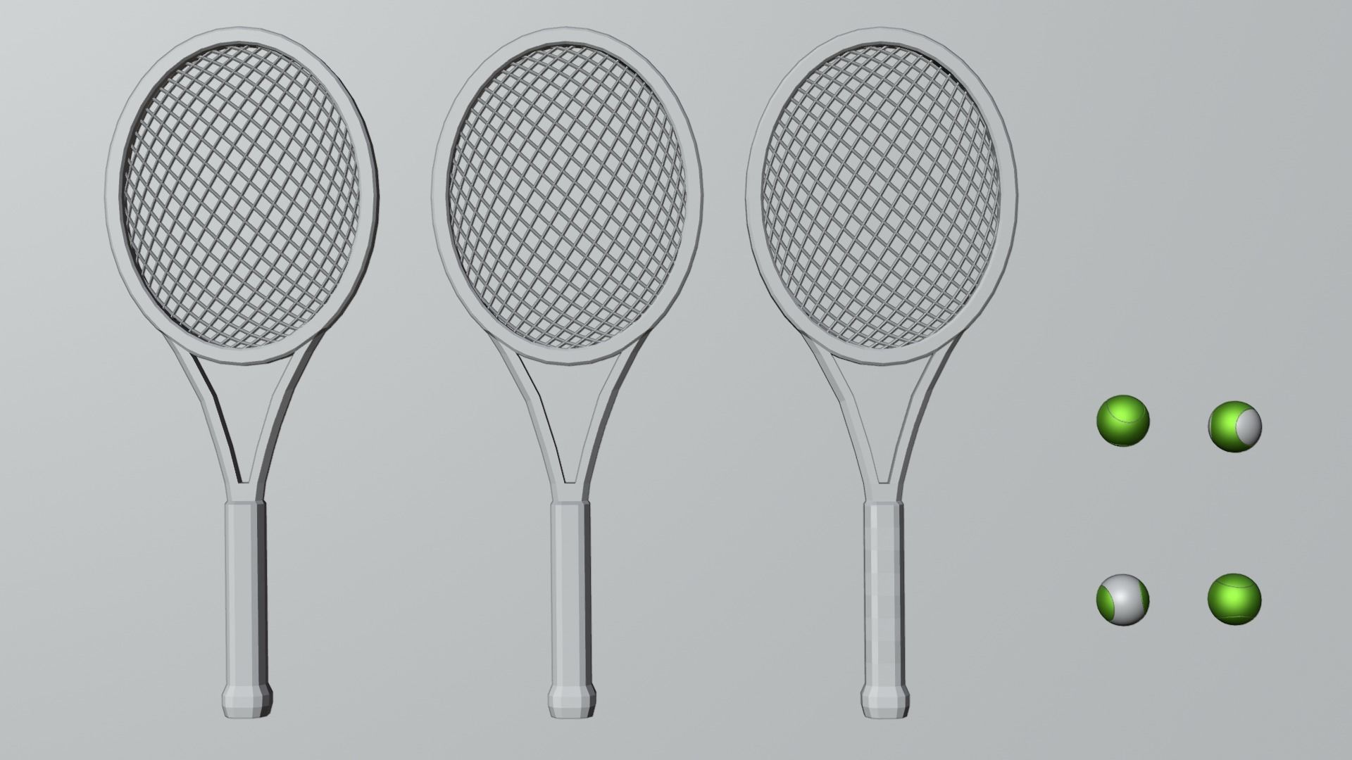3D model Tennis Racket and Balls VR / AR / low-poly | CGTrader