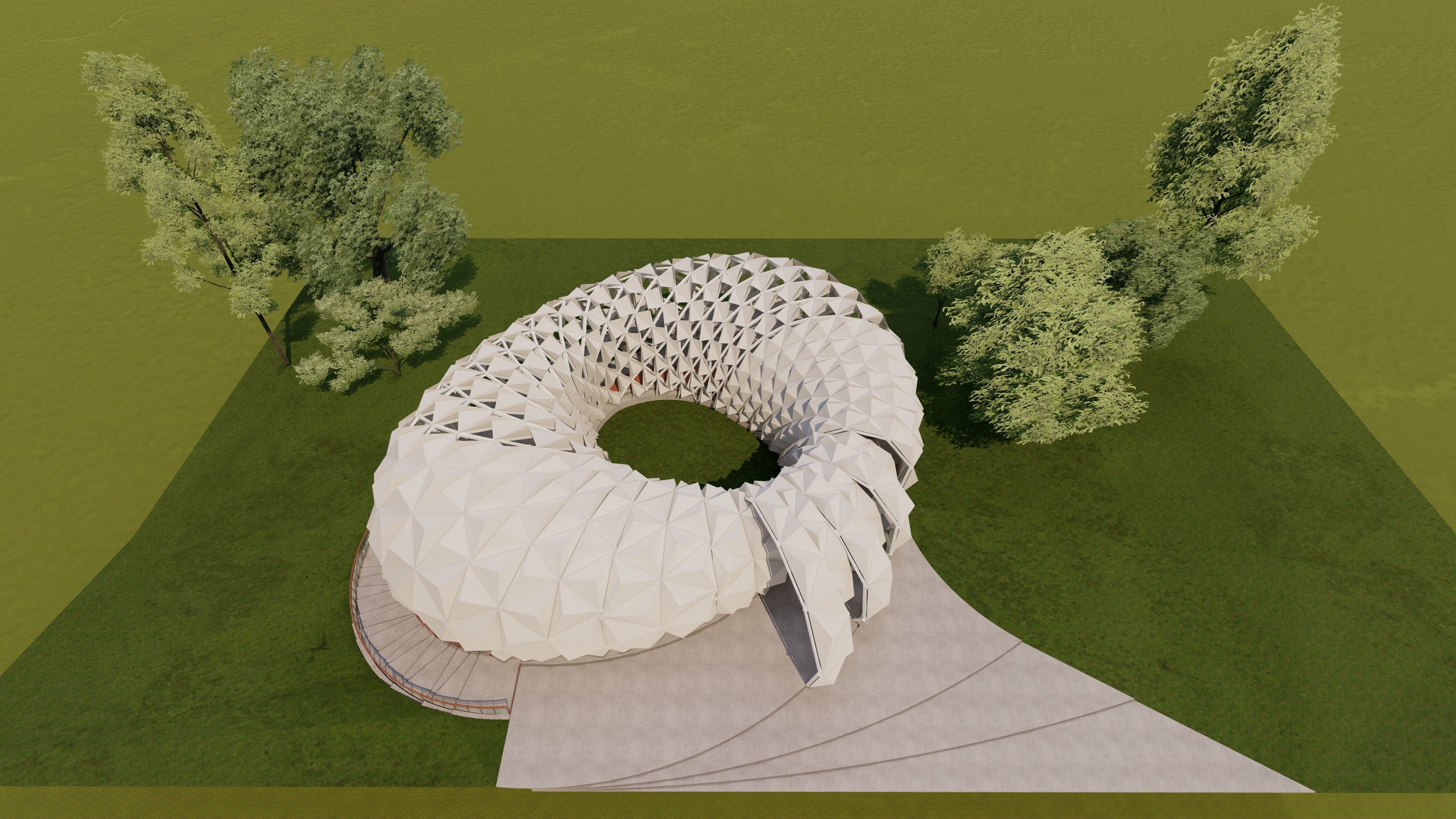 Modern temple with parametric cover 3D model | CGTrader