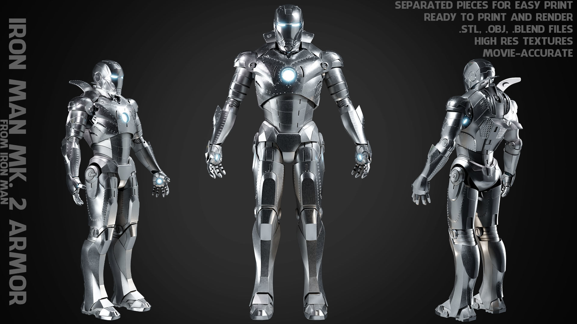 Iron Man Mark 2 Armor for Cosplay 3D model 3D printable | CGTrader