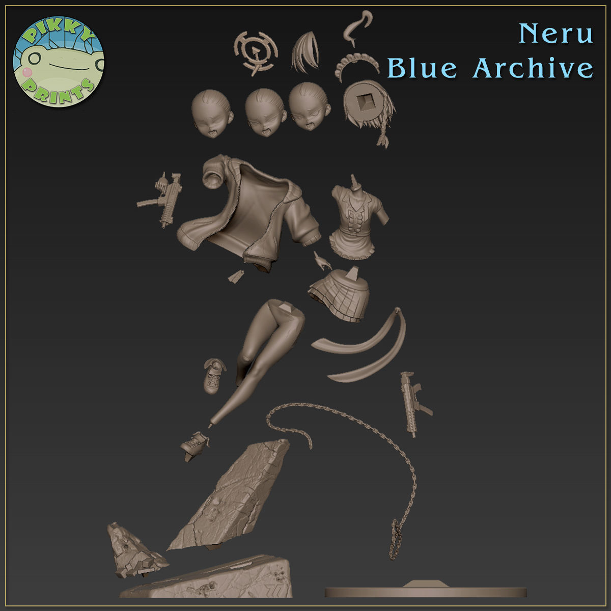 Neru - Blue Archive 3D model 3D printable | CGTrader