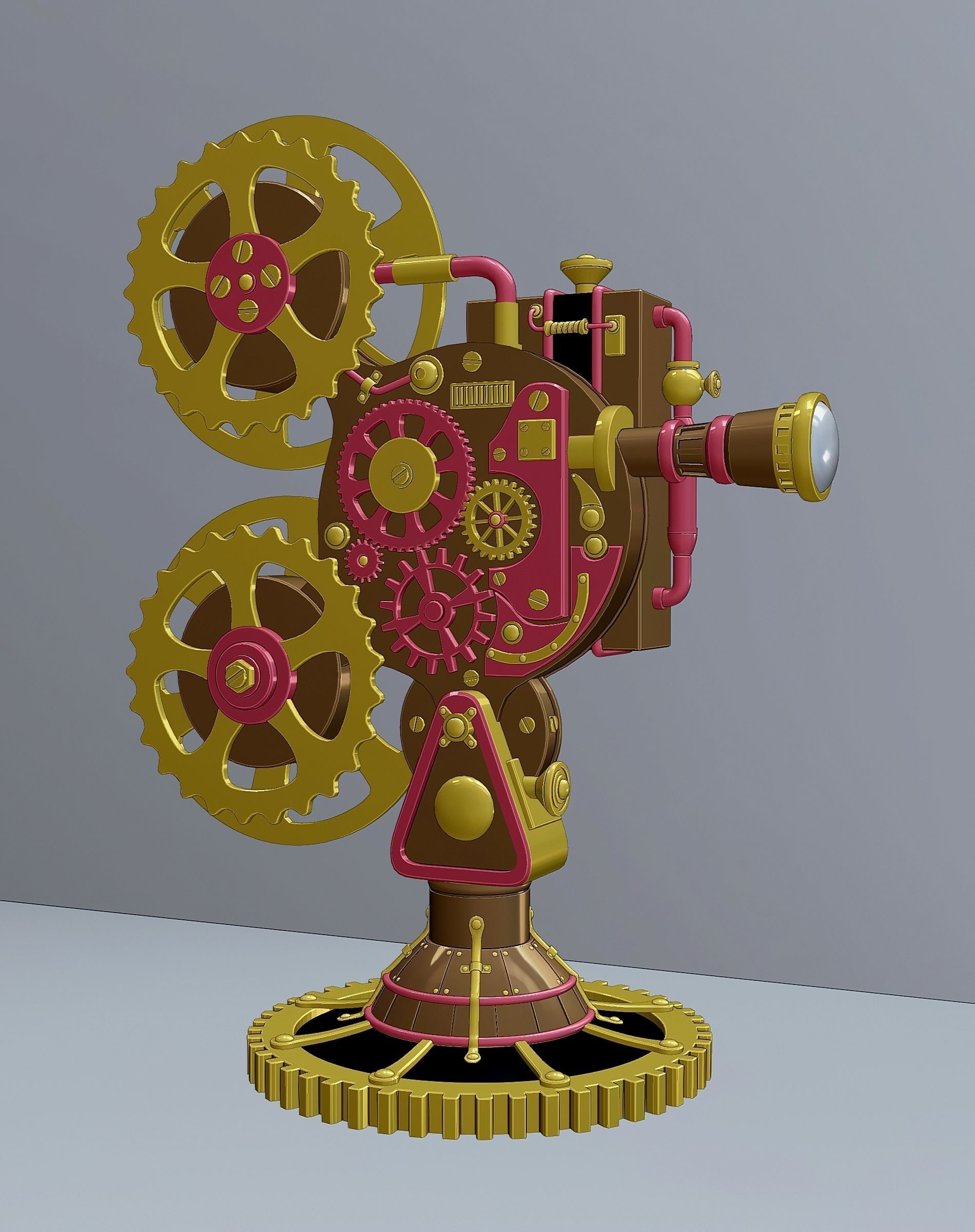 Cinema projector in steampunk style 3D model | CGTrader