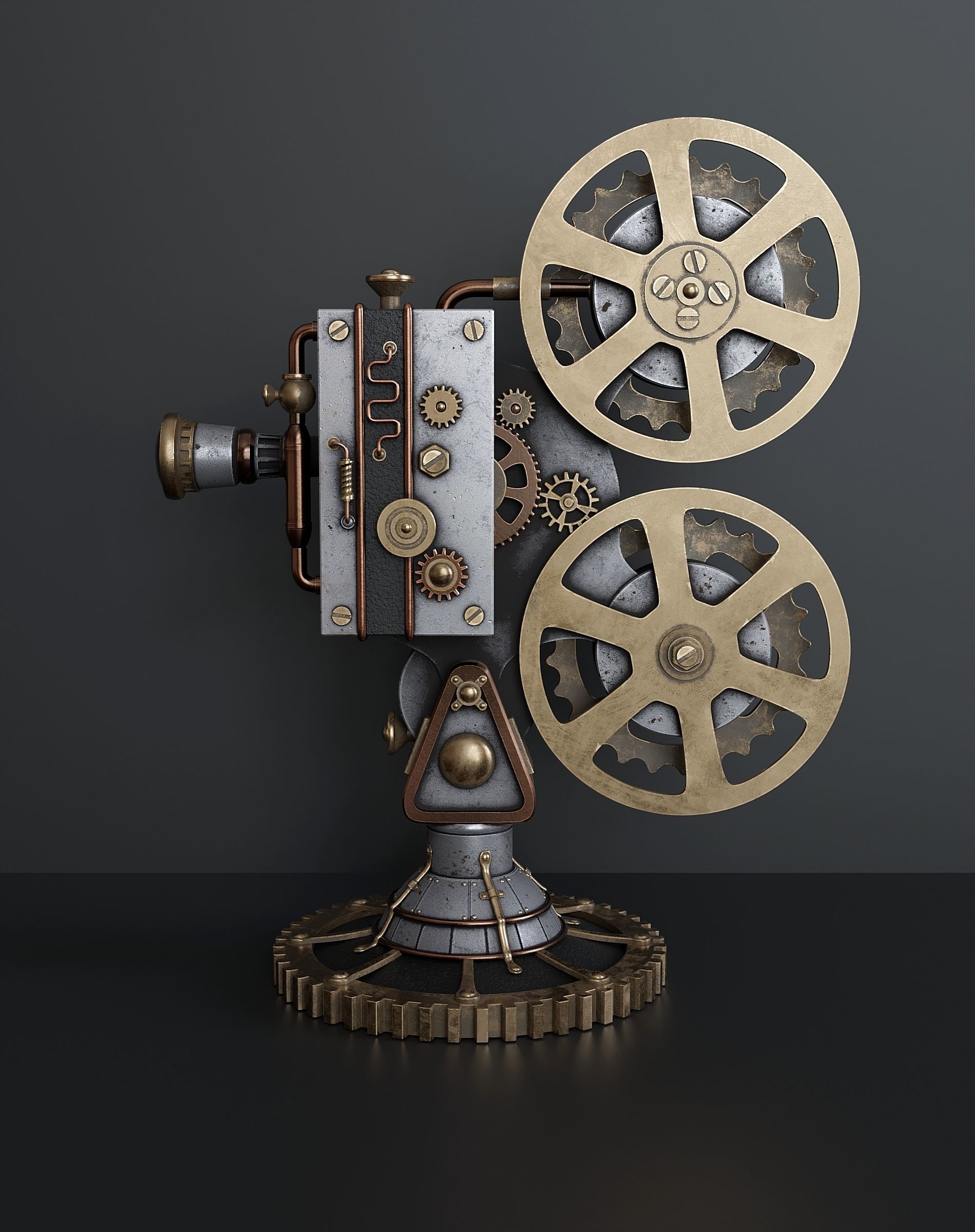 Cinema projector in steampunk style 3D model | CGTrader
