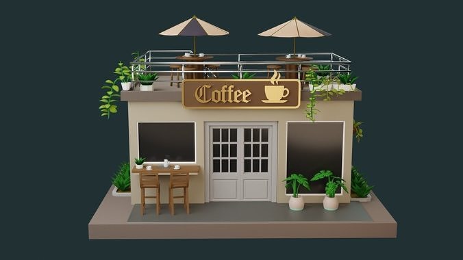 3D model Coffee Cafe VR / AR / low-poly | CGTrader